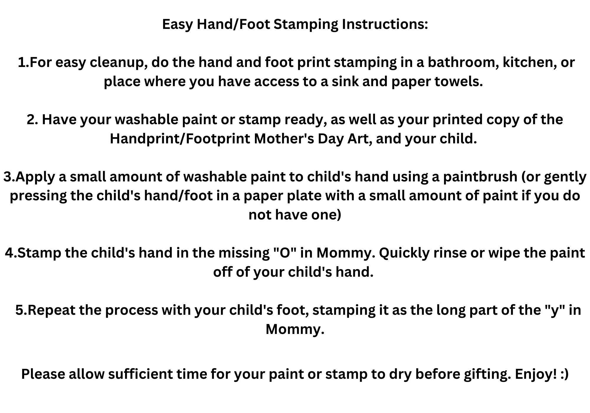 Printable Kids Project Mommy Mother's Day Gift Kid's Paint Project for ...