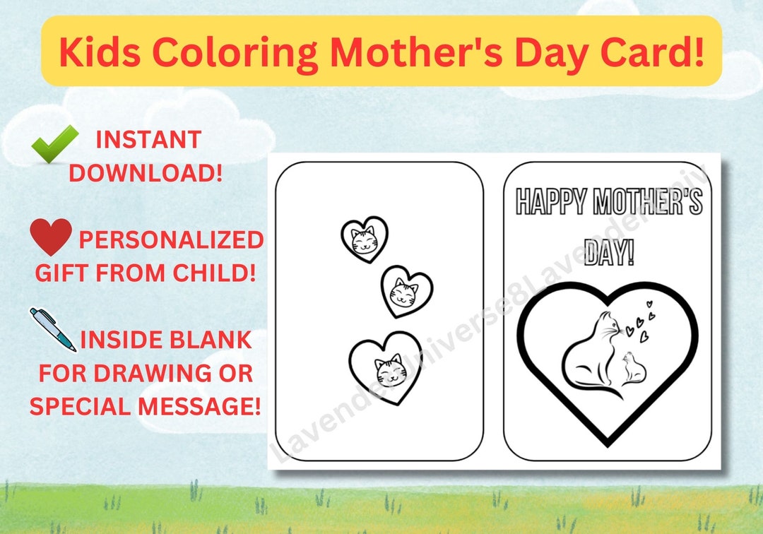 DIY Kids Coloring Mother's Day Card | Personalized Mother's Day Card ...