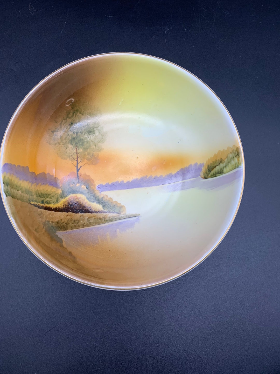Antique Hand Painted Nippon Bowl With Lake and Tree Motiff - Etsy