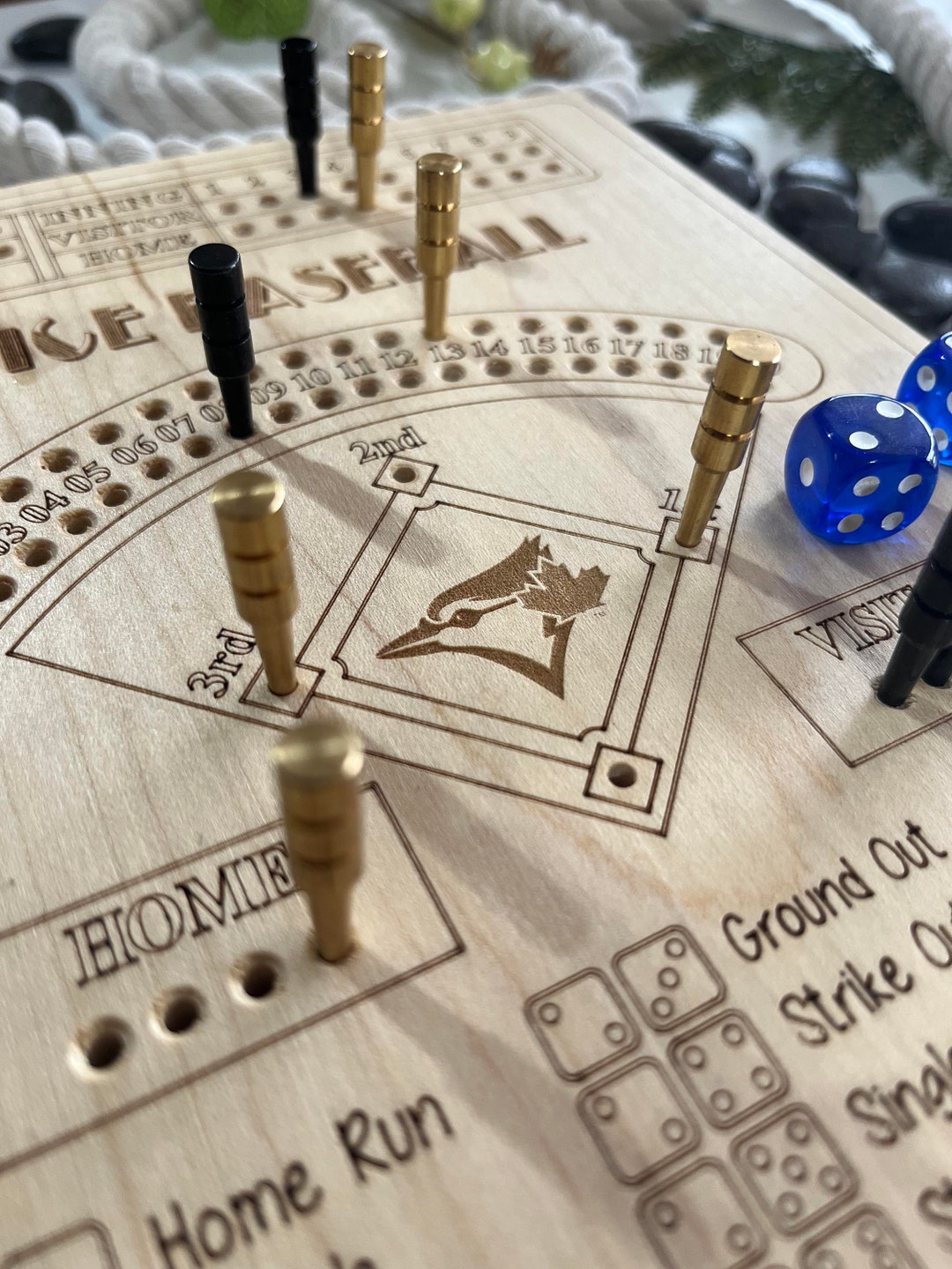 Dice Baseball Solid Maple Board Game - Etsy