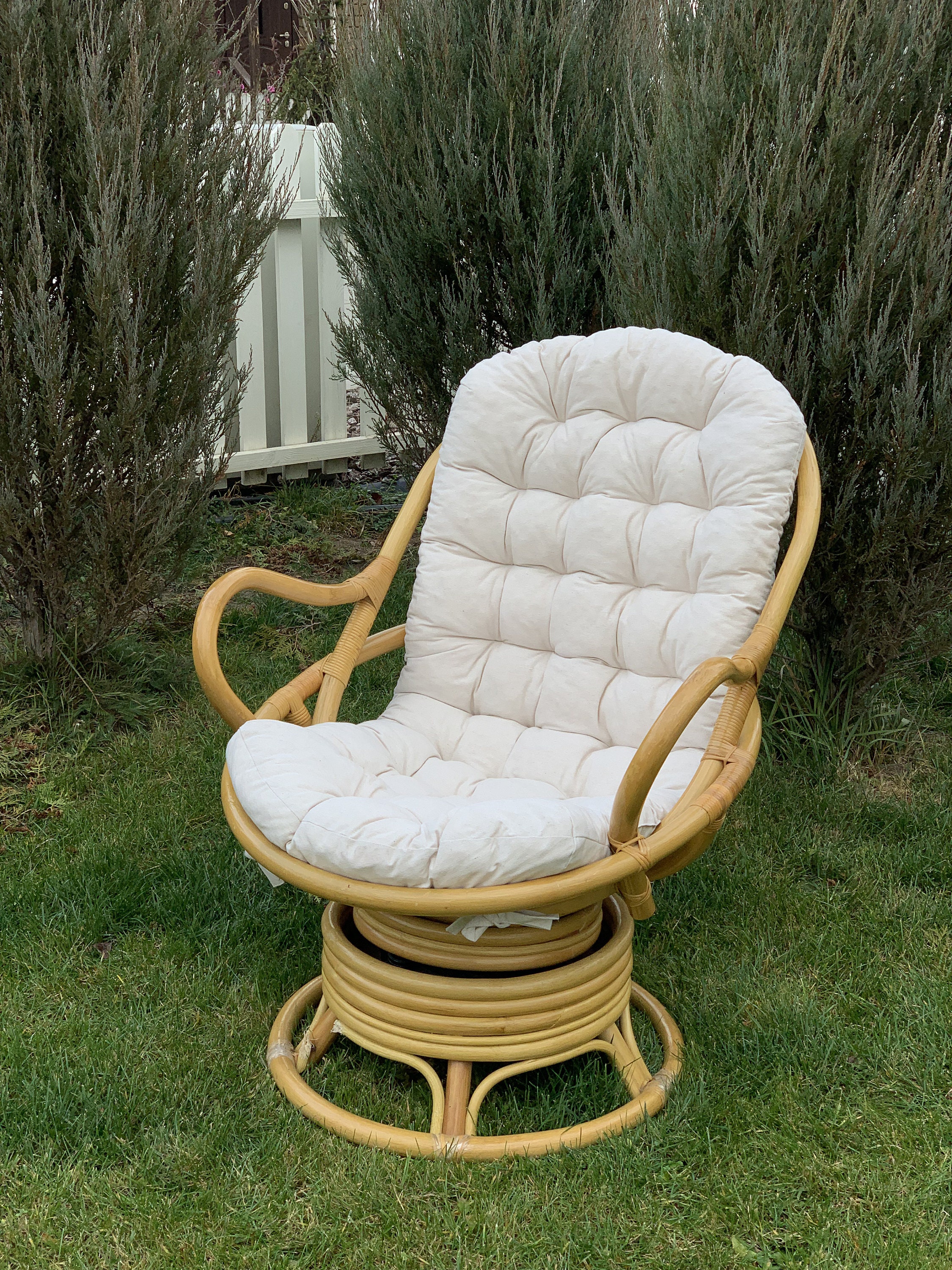Rattan Long Chair Cushion/ Soft Seat Pad With Backrest Swivel Patio ...