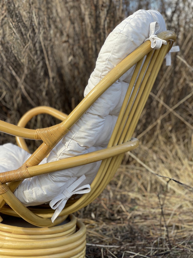 Rattan Long Chair Cushion/ Soft Seat Pad With Backrest Swivel - Etsy