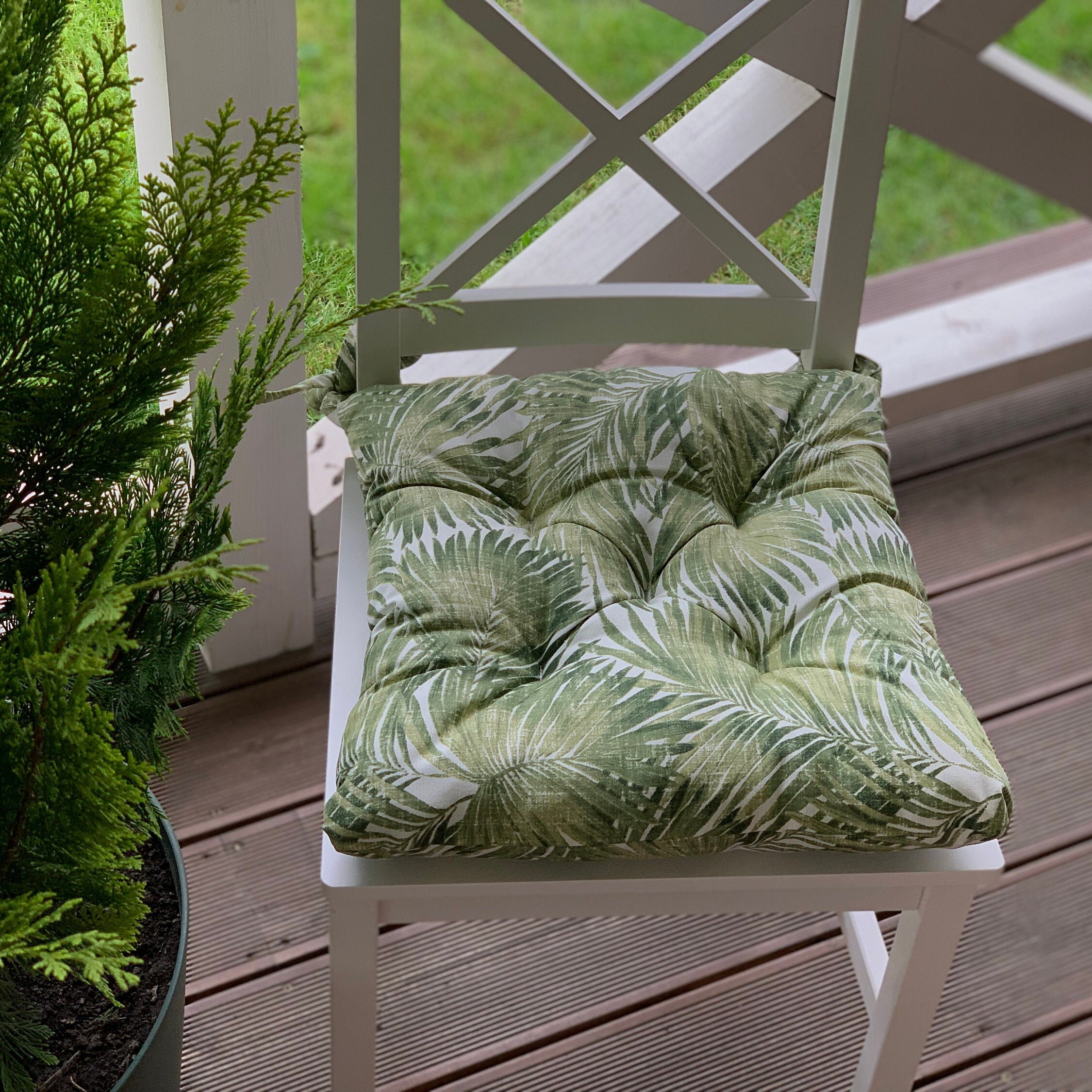 Quilted Chair Cushions / Tropical Seat Cushions / Chair Cushions With ...