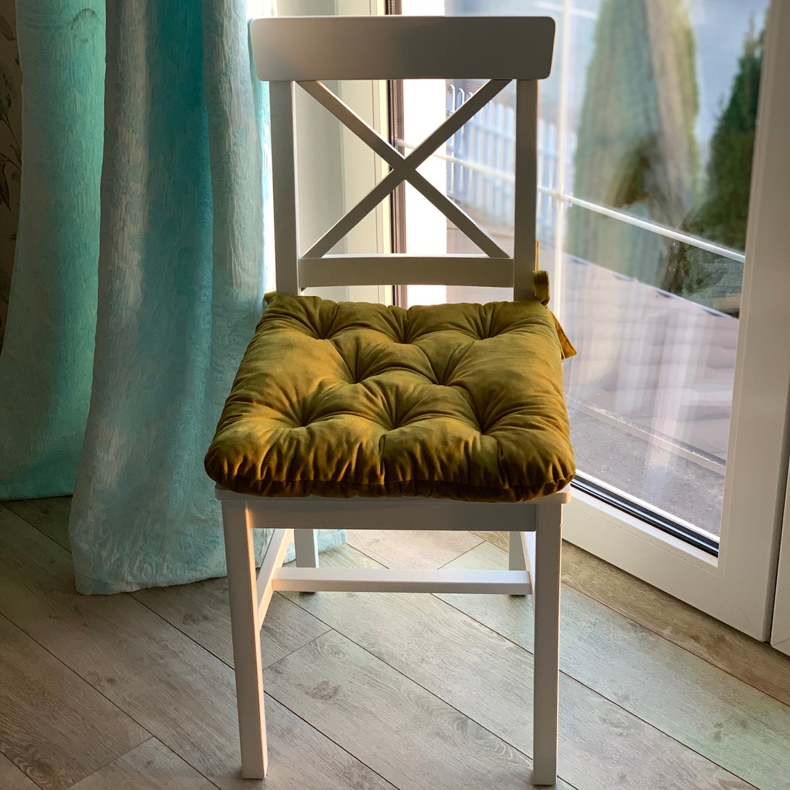 Velvet Chair Cushions/ Custom Chair Pad/ Orange Yellow Chair - Etsy