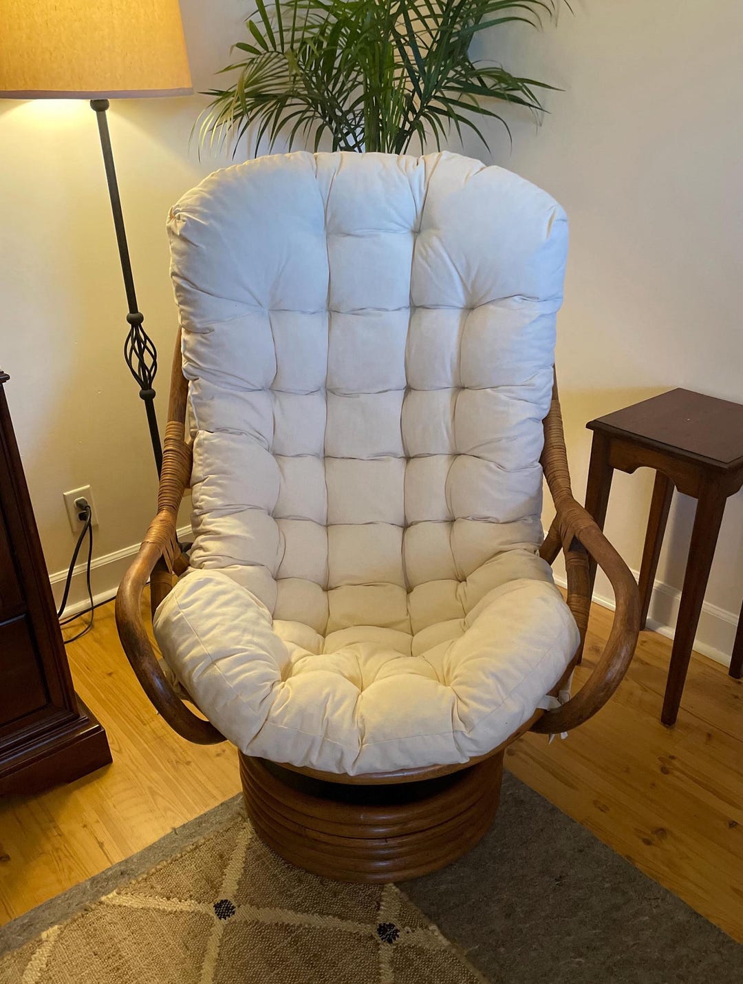 Rattan Long Chair Cushion/ Soft Seat Pad With Backrest Swivel Patio ...