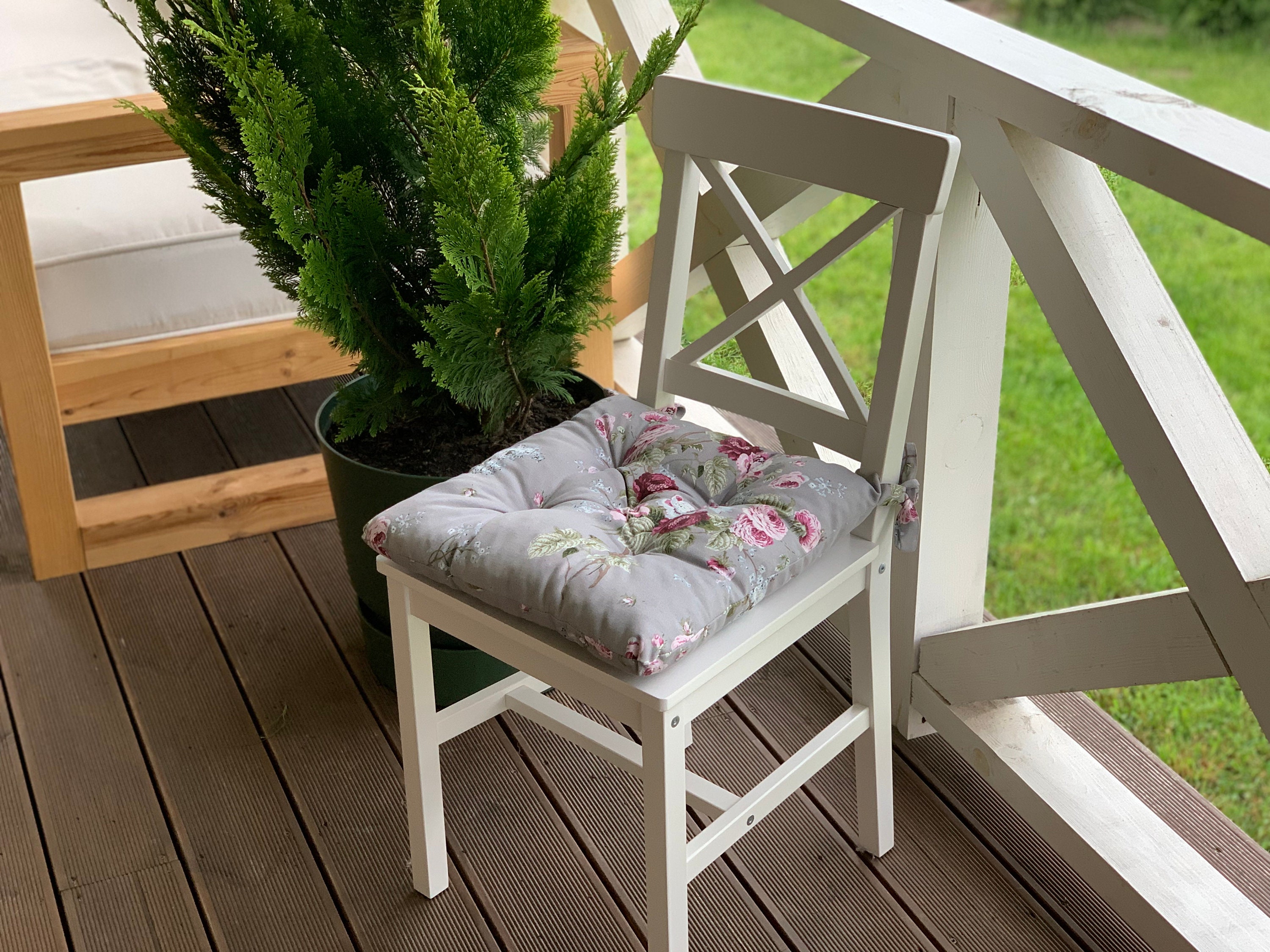 Quilted Chair Cushions / Seat Cushion With Flowers / Chair Cushions ...