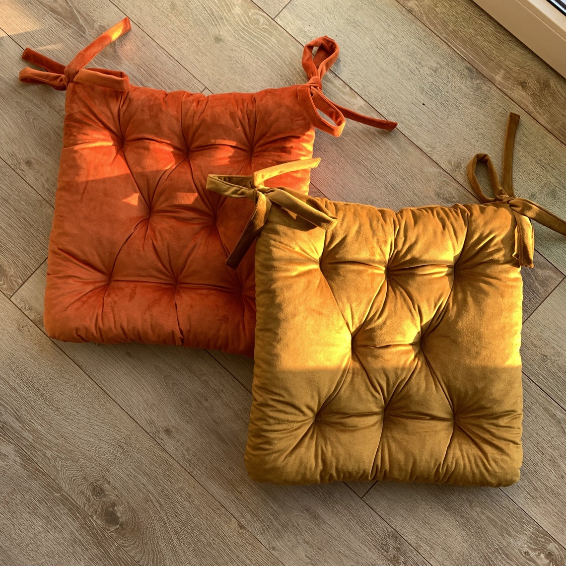 Custom Chair Cushion With Ties /velvet Chair Pad/ Top Quality/ - Etsy