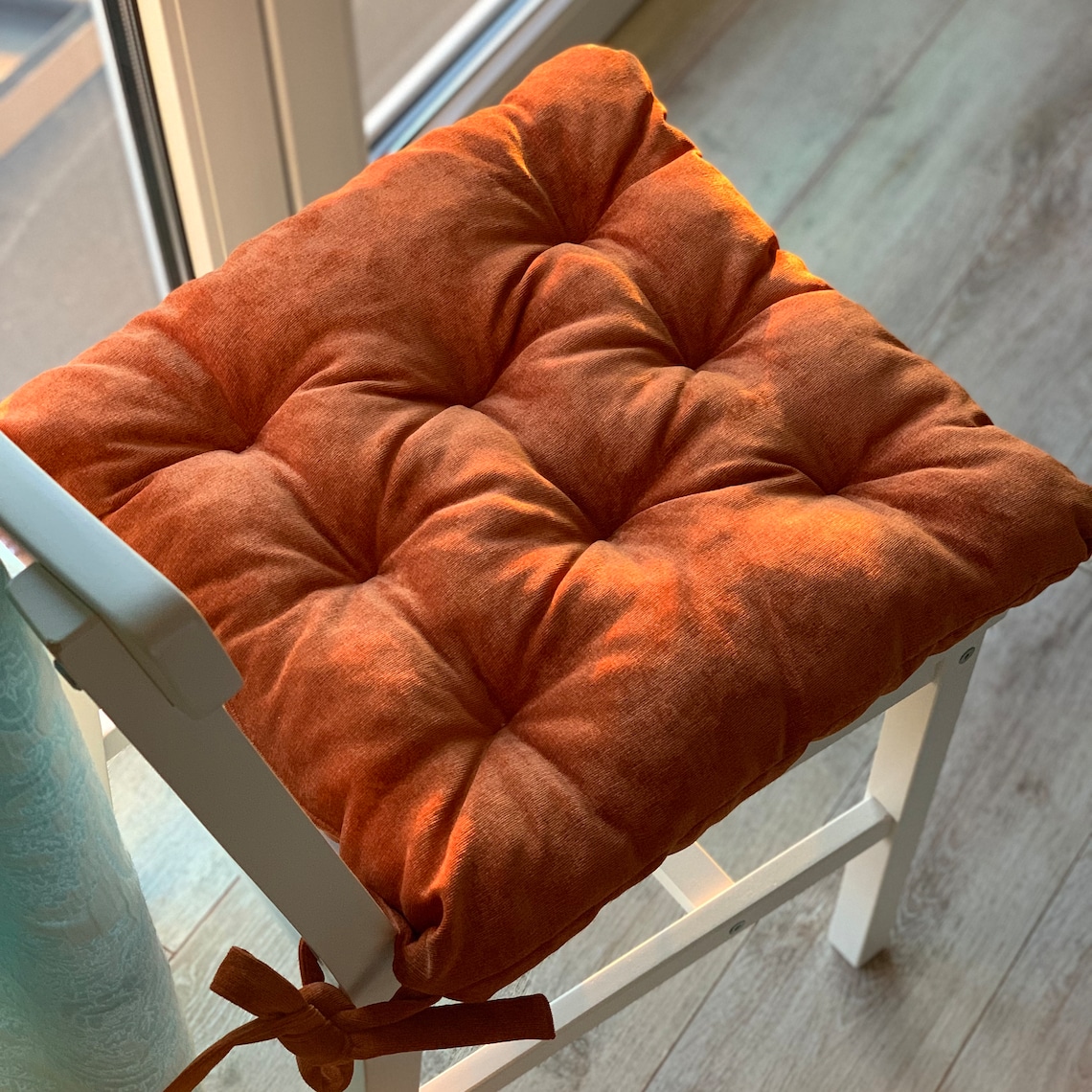 Velvet Chair Cushions/ Custom Chair Pad/ Orange Yellow Chair - Etsy