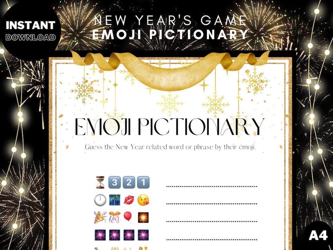 New Years Emoji Pictionary Game, New Year Eve Emoji Game, New Year Eve ...