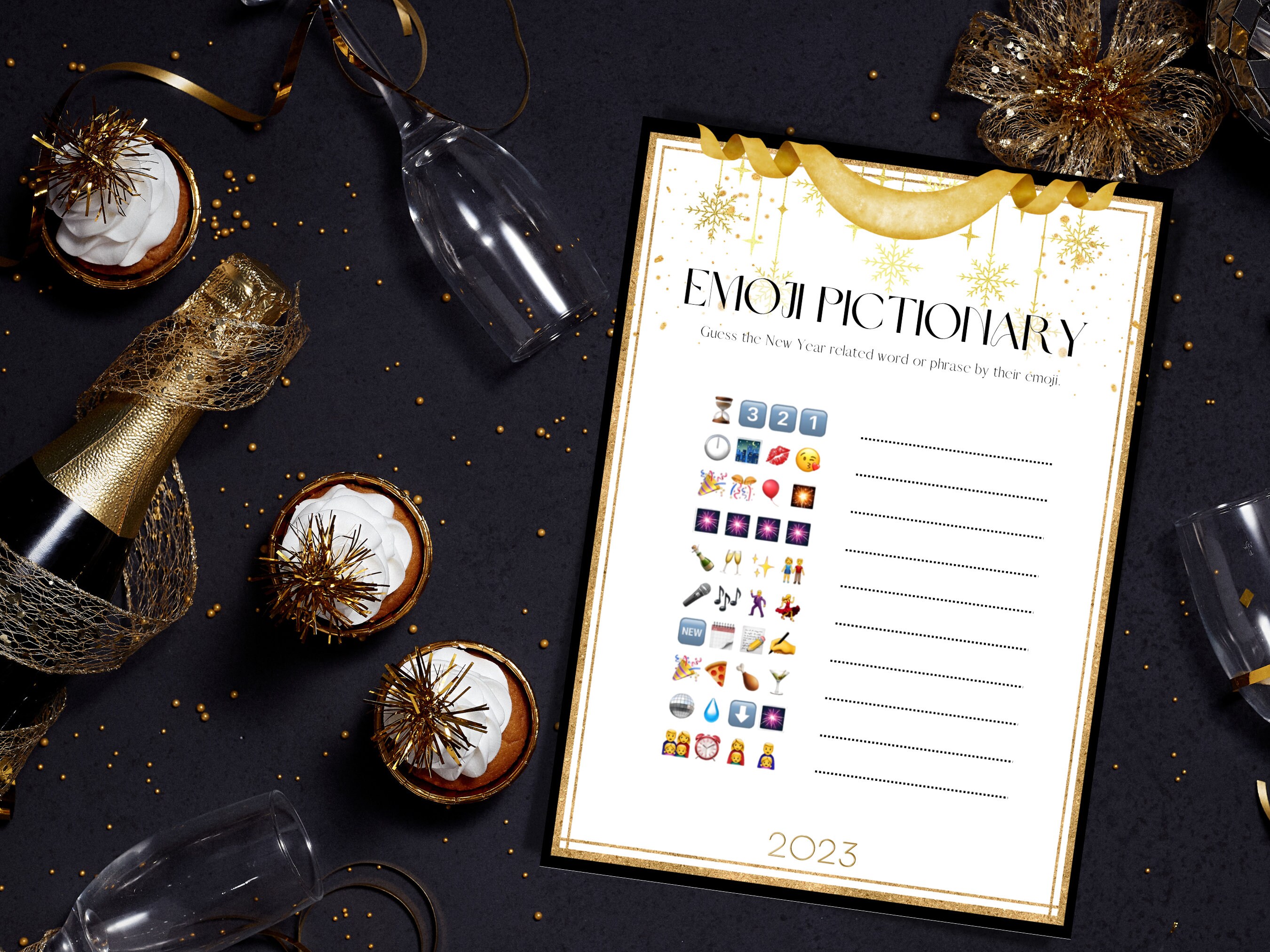 New Years Emoji Pictionary Game, New Year Eve Emoji Game, New Year Eve ...