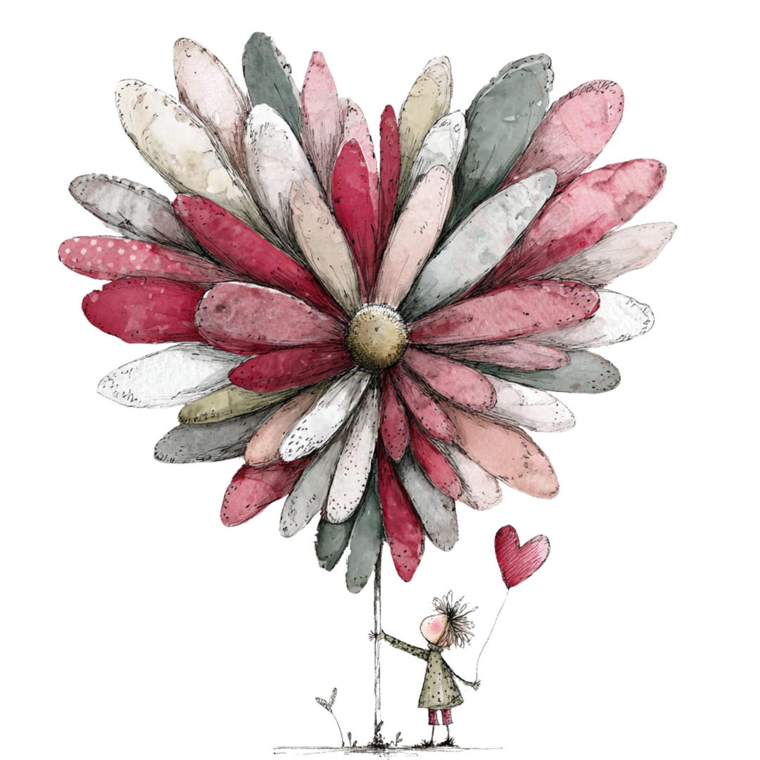 Whimsical Floral Heart Clipart Collection - Quirky Illustrations for ...