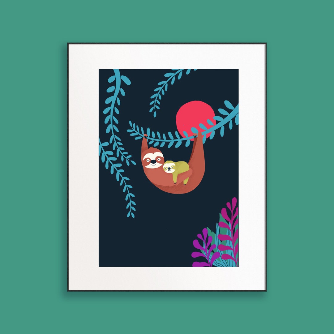 Baby Sloth Art Print, Jungle Art Print, Children's Art Print - Etsy