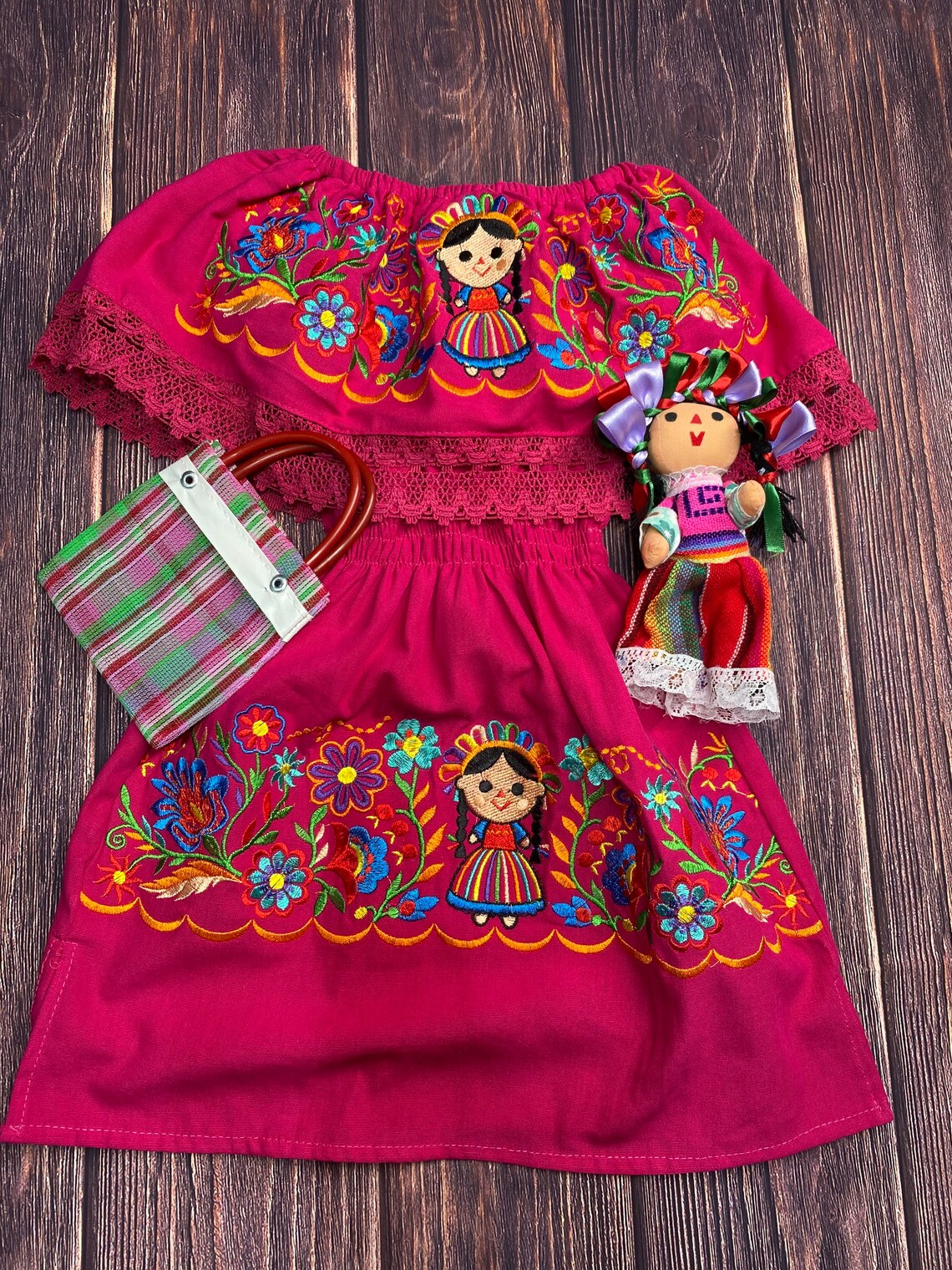 Lele Doll Embroidered Campesino Dress Manta, Vestido De Manta Muñequita ...