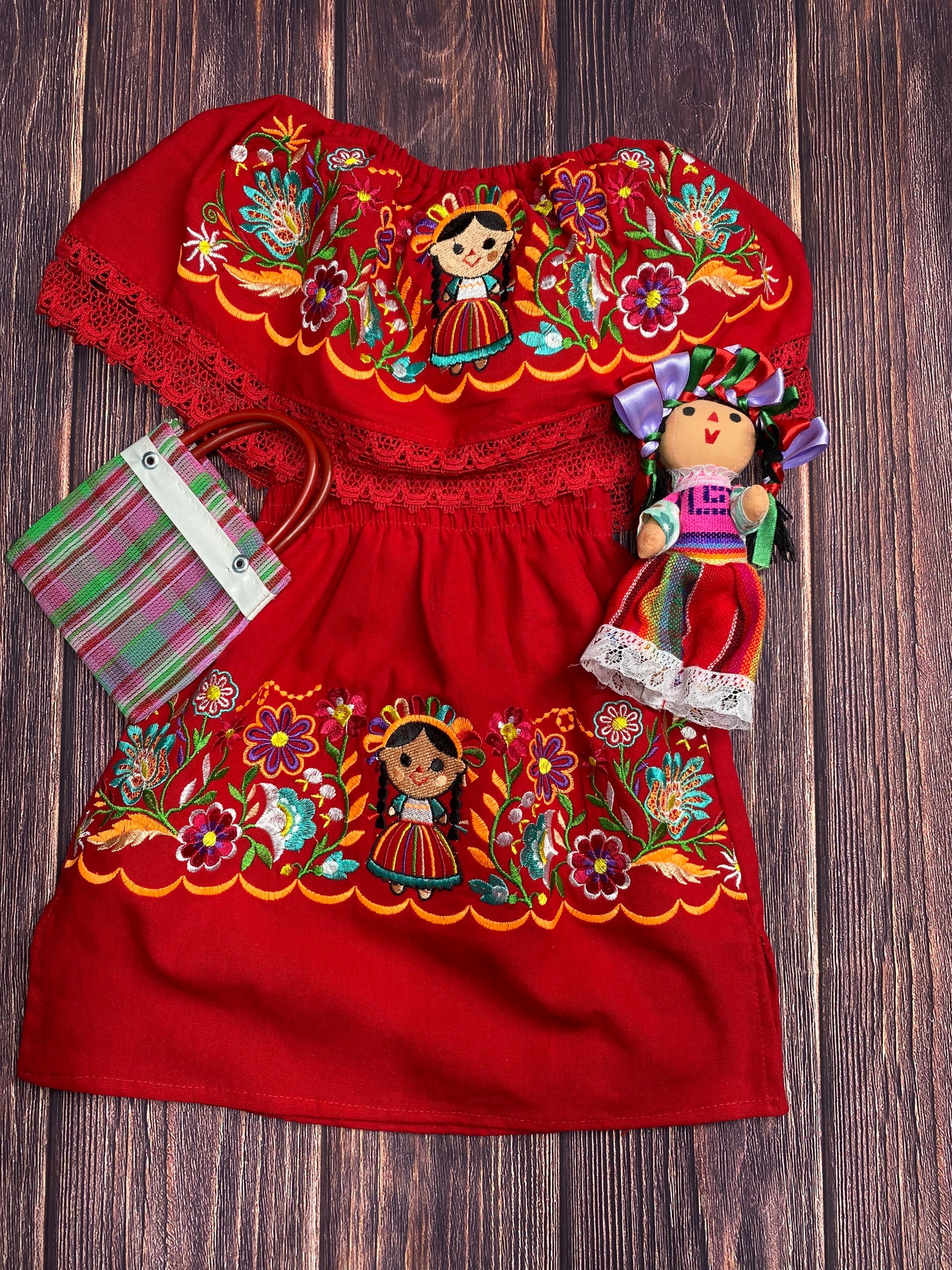Lele Doll Embroidered Campesino Dress Manta, Vestido De Manta Muñequita ...