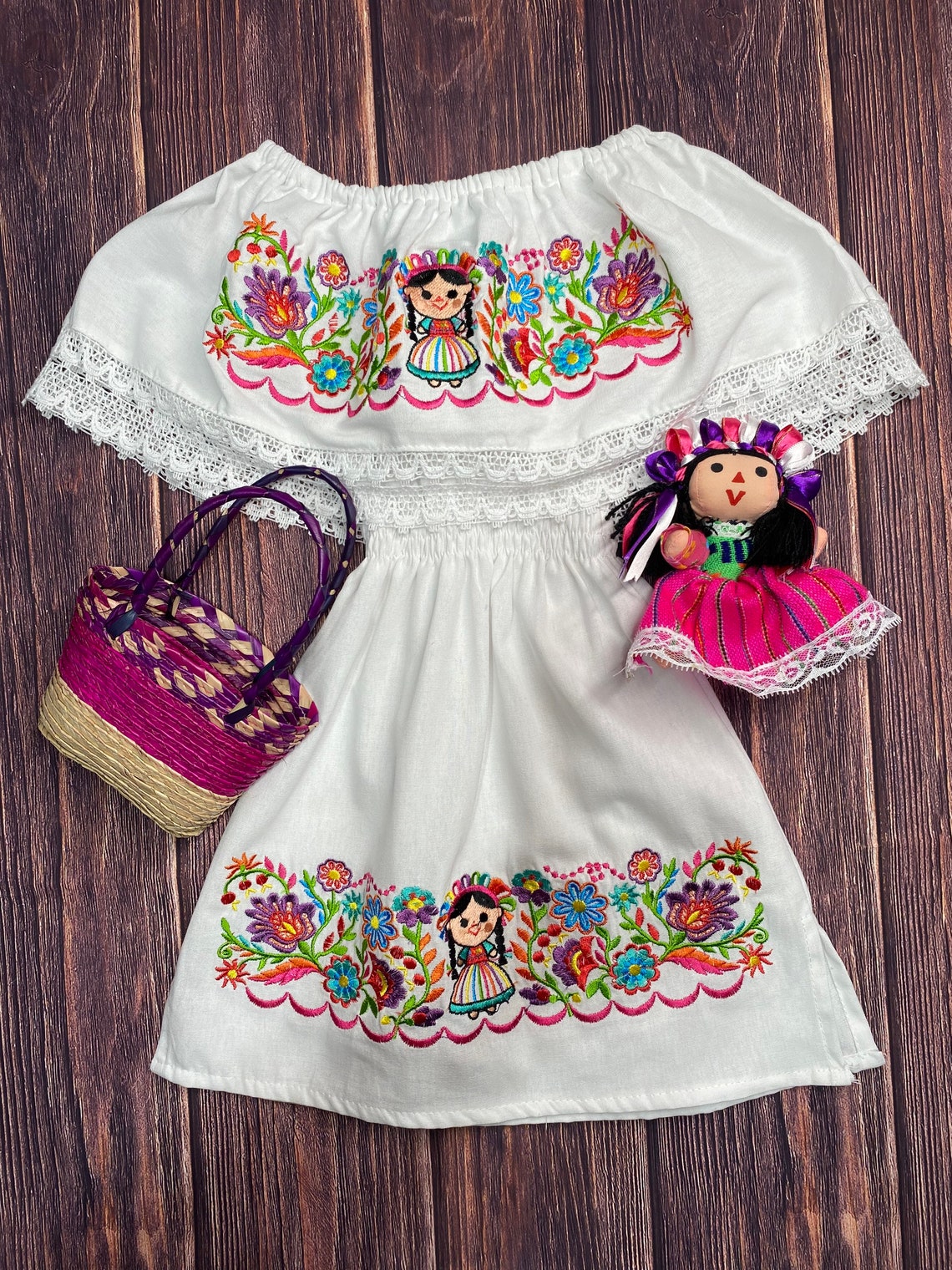 Lele Doll Embroidered Campesino Dress Manta, Vestido De Manta Muñequita ...