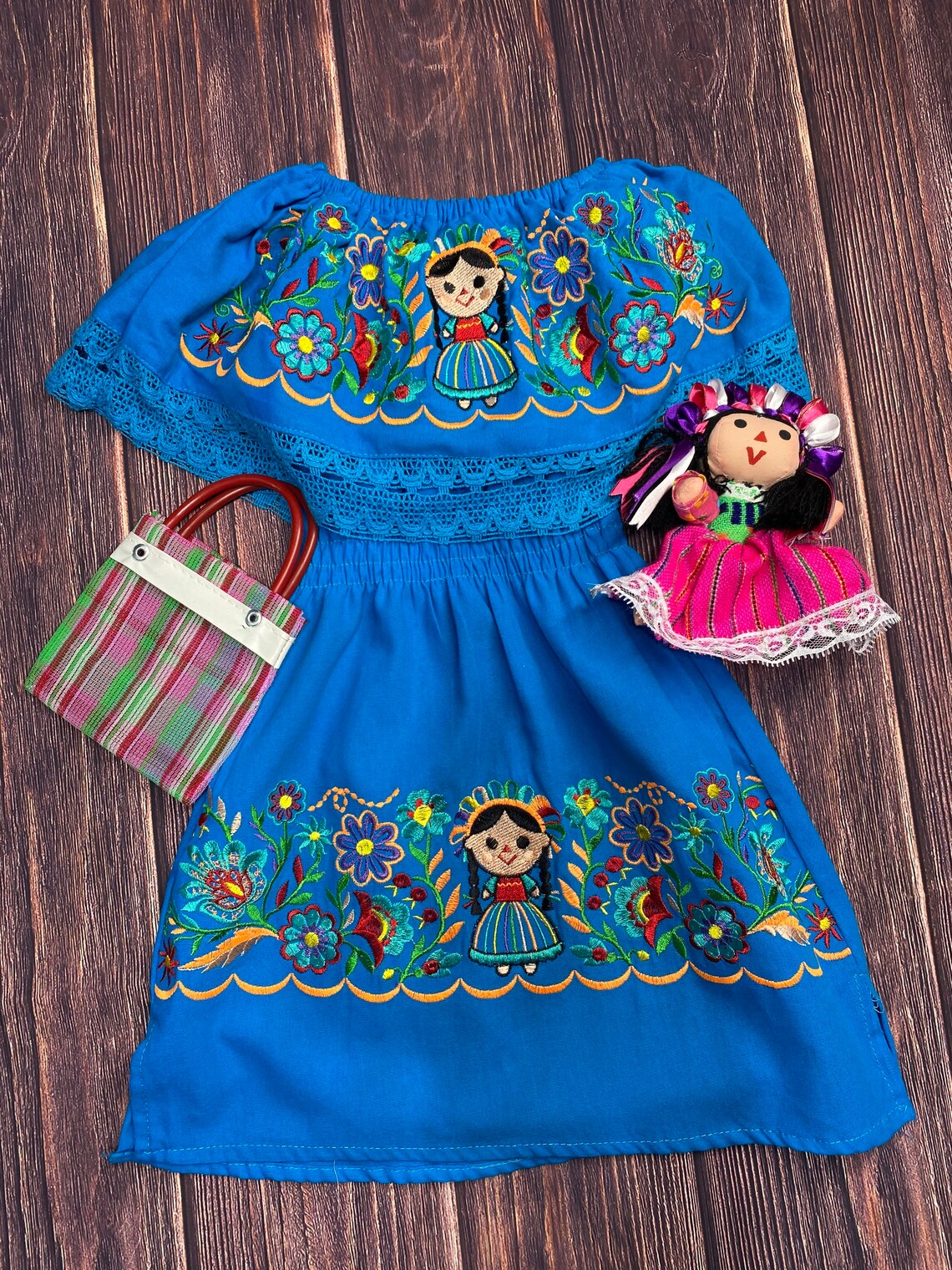 Lele Doll Embroidered Campesino Dress Manta, Vestido De Manta Muñequita ...