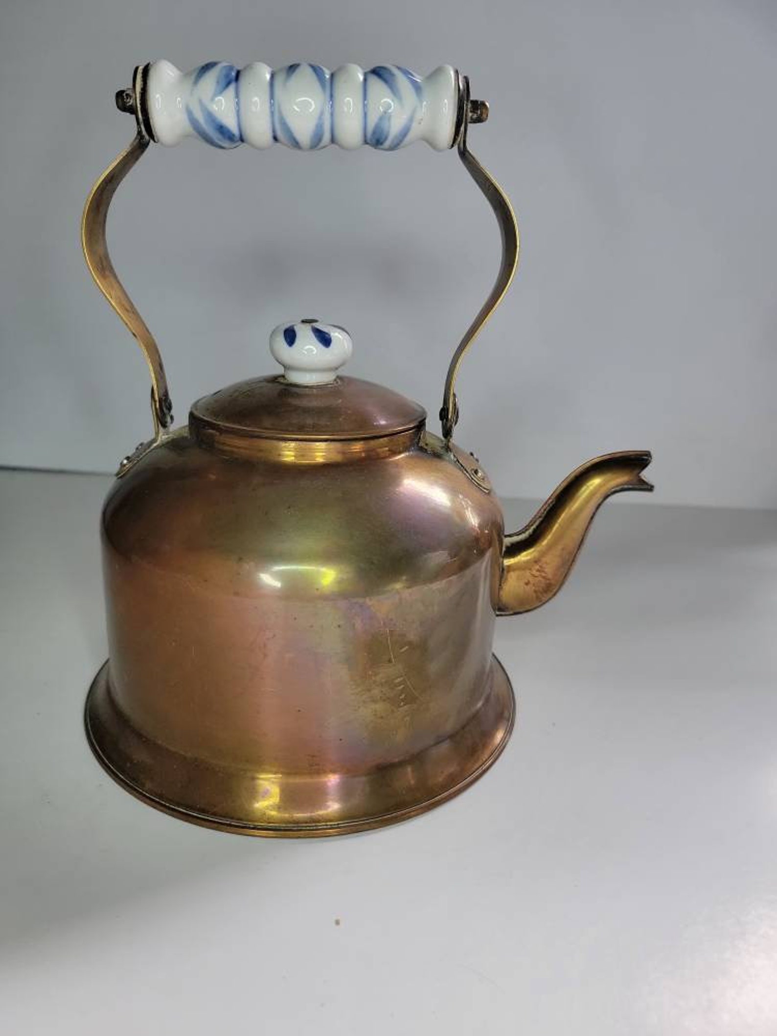 Vintage Copper Tea Pot W/ Porcelain Hardware - Etsy