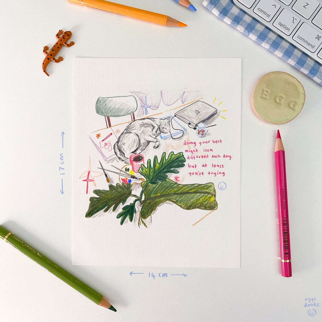 At Least You're Trying A5 Doodle Print - Etsy