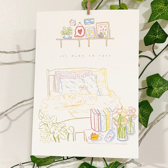 Its Okay to Rest A5 Doodle Print | Etsy