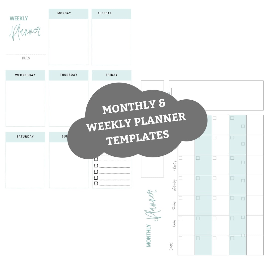 Weekly and Monthly Planner Templates | Digital Download - Etsy