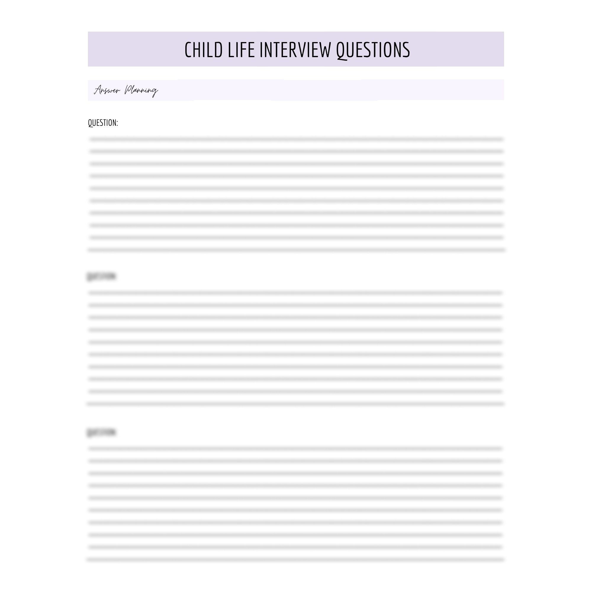 Child Life Interview Preparation | Sample Interview Questions | Child ...