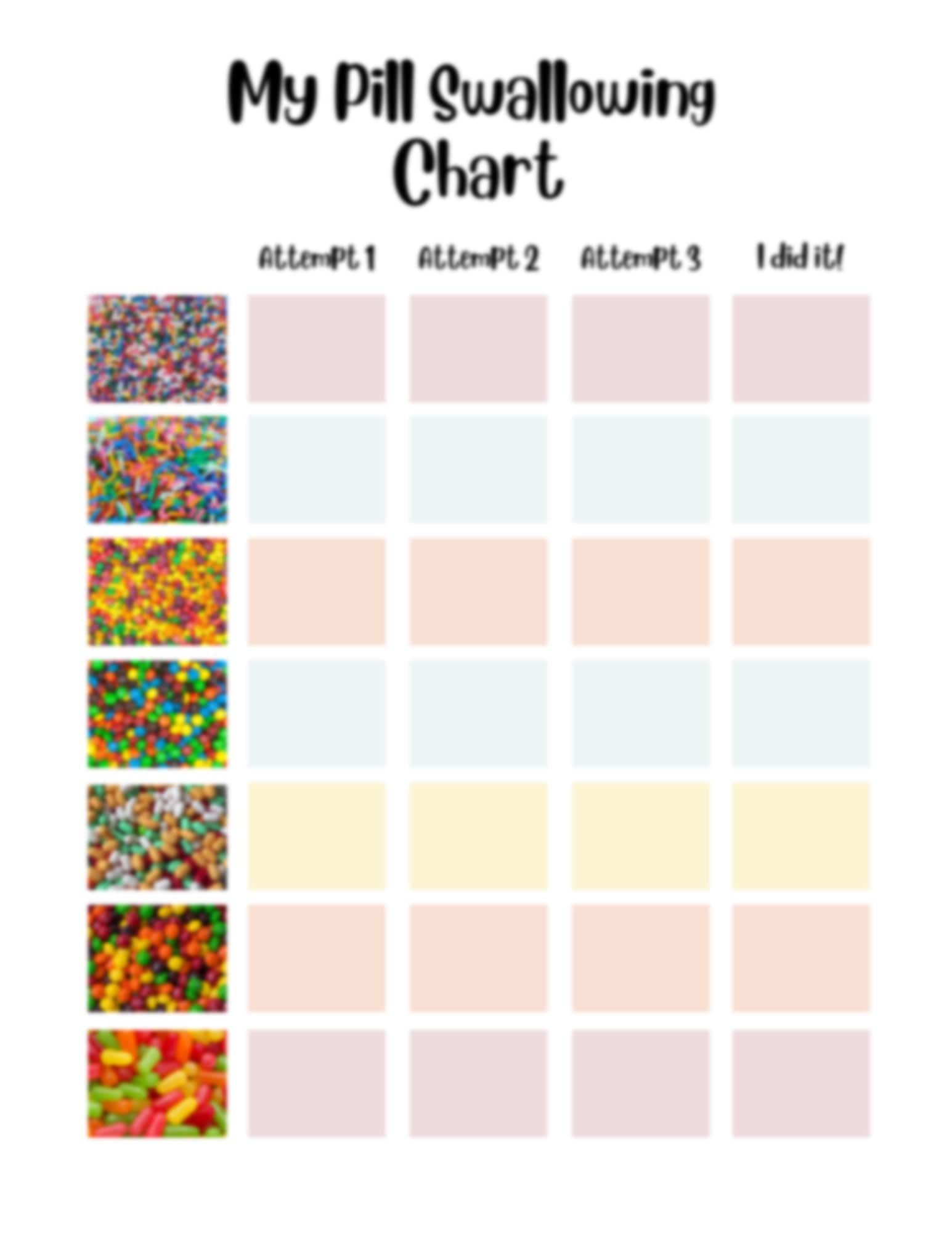 My Pill Swallowing Chart | Practice Pill Swallowing Candy Game ...