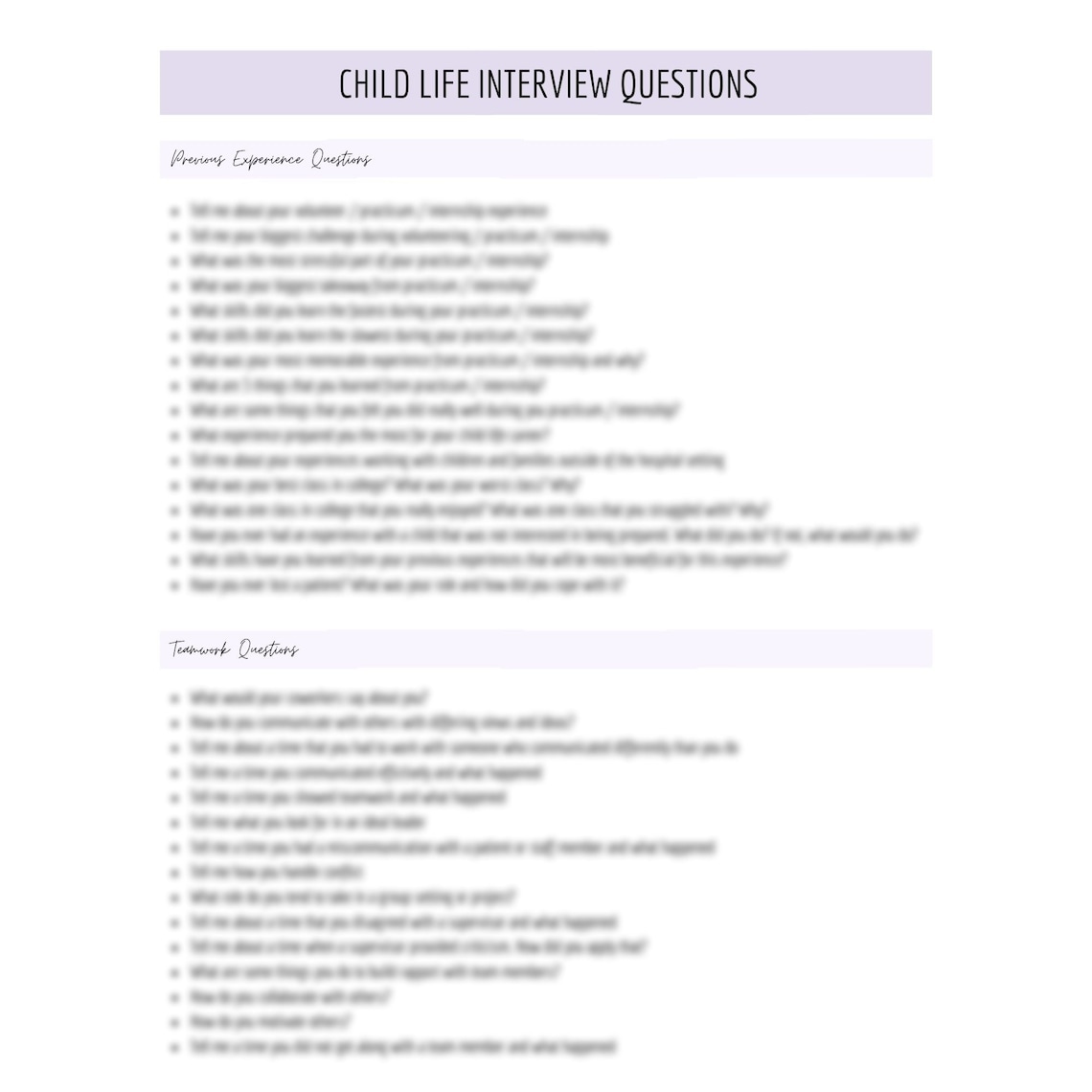 Child Life Interview Preparation | Sample Interview Questions | Child ...