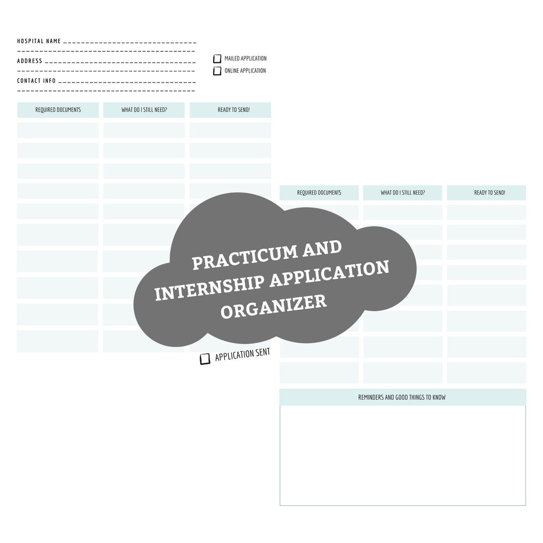 Child Life Practicum and Internship Application Organizer | Blank ...