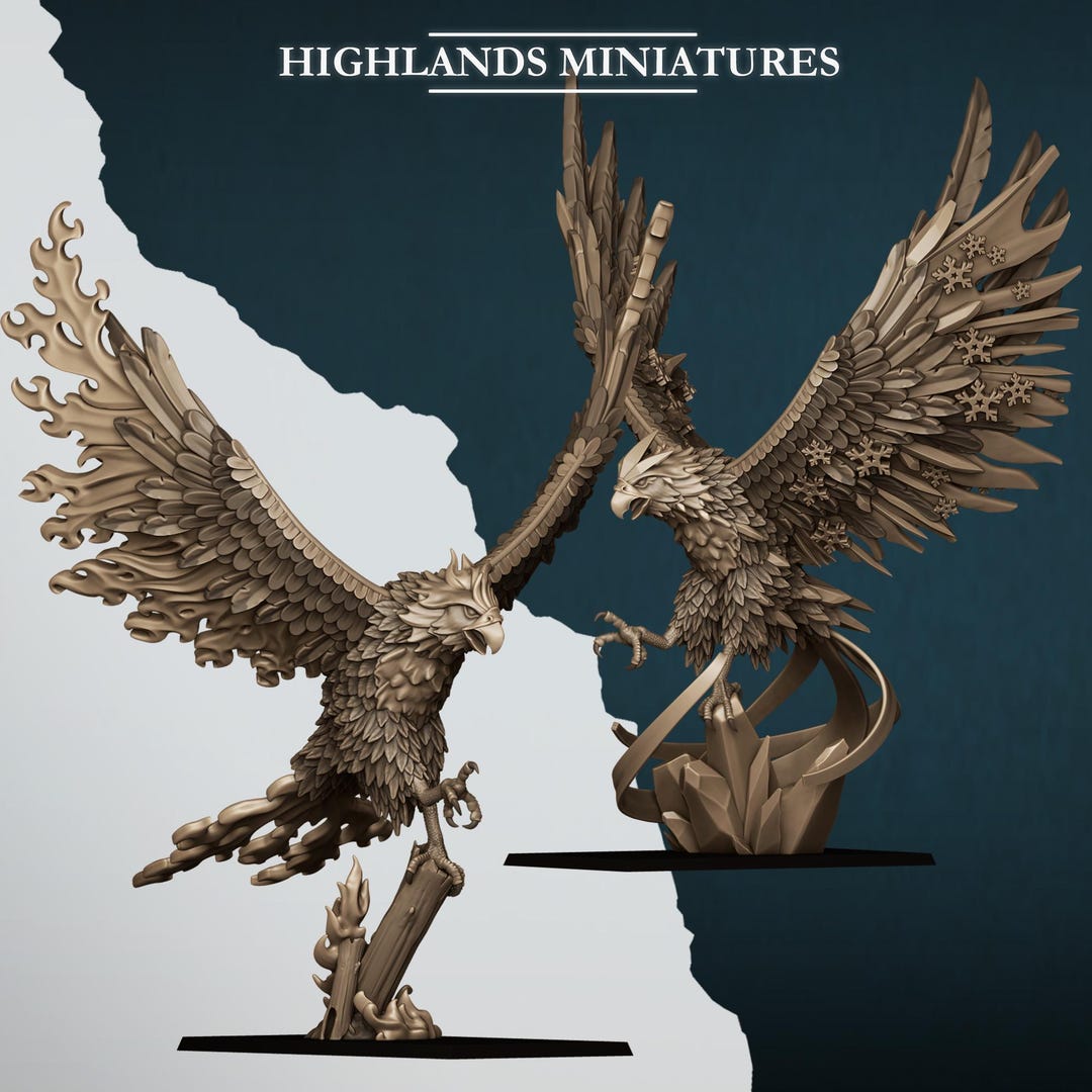 Fire and Ice Phoenix - Highlands Miniatures | 28mm/32mm | 3D Printed ...