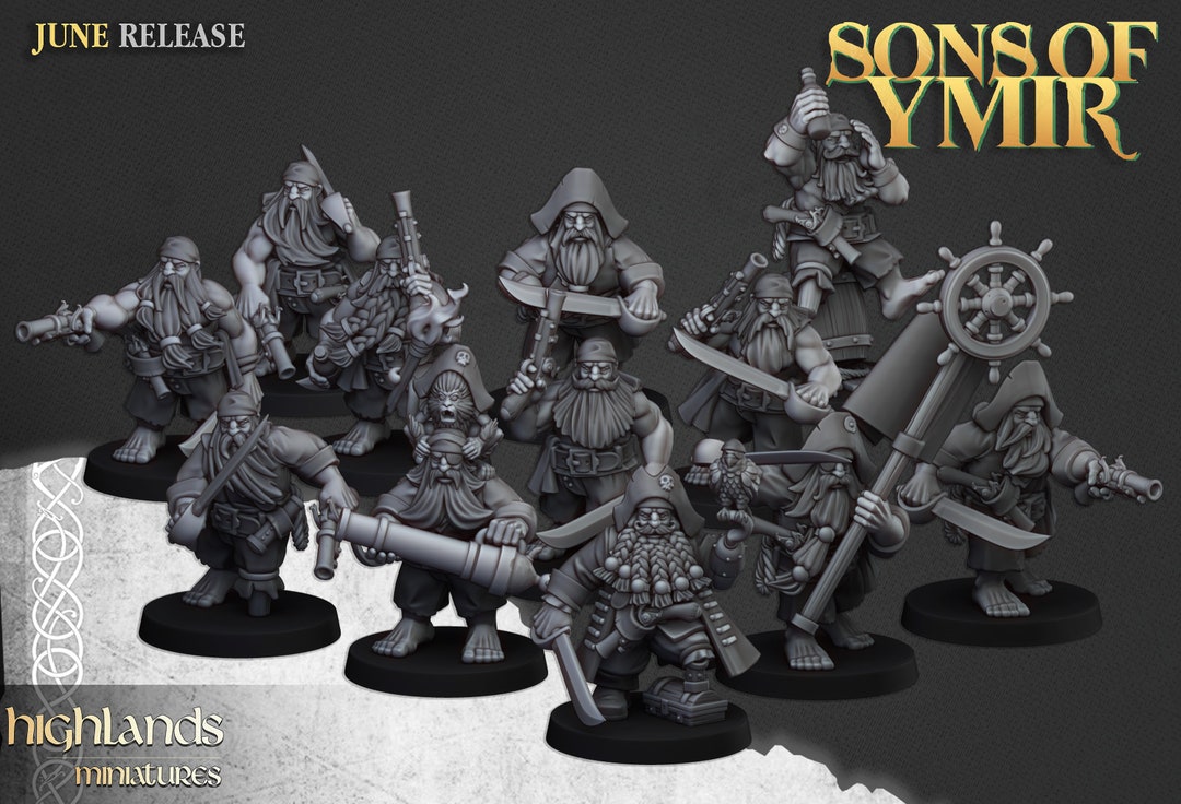 Dwarf Pirates - Highlands Miniatures | 28mm/32mm | Sons of Ymir | 3D ...