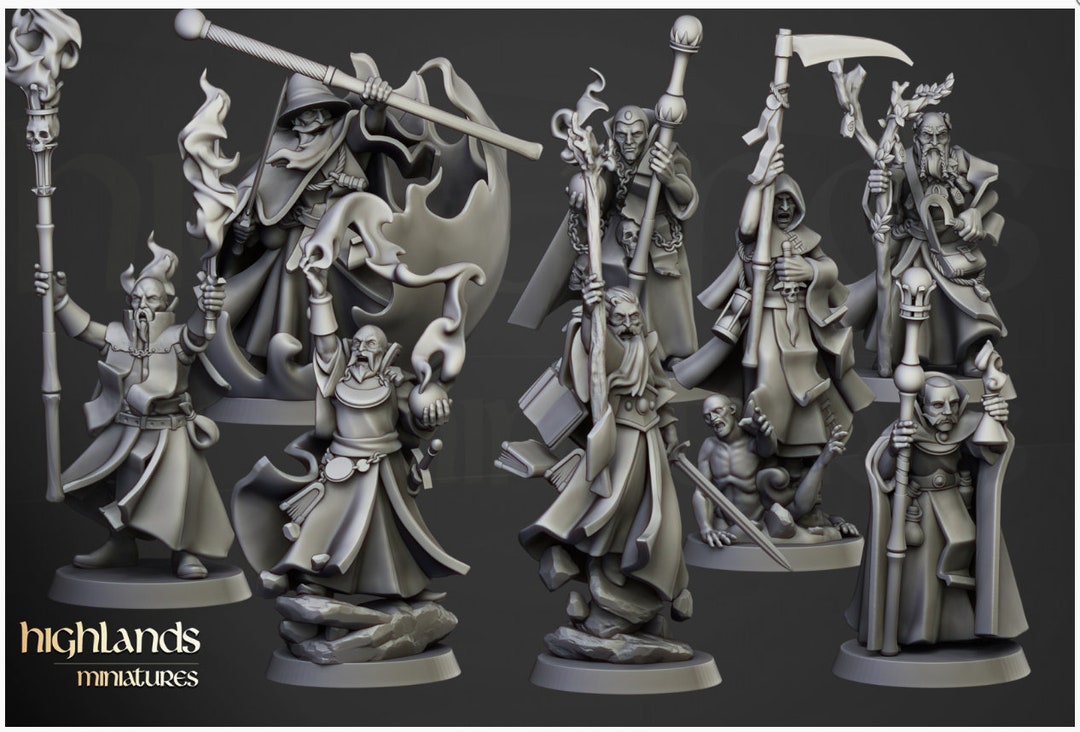 Highlands Miniatures - Houses of Magic, Elemental Mages , Human Wizards ...