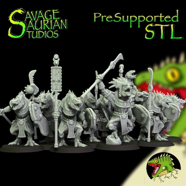 Lizardmen Warriors - Saurus or Lizardfolk - 28mm Miniatures for ...