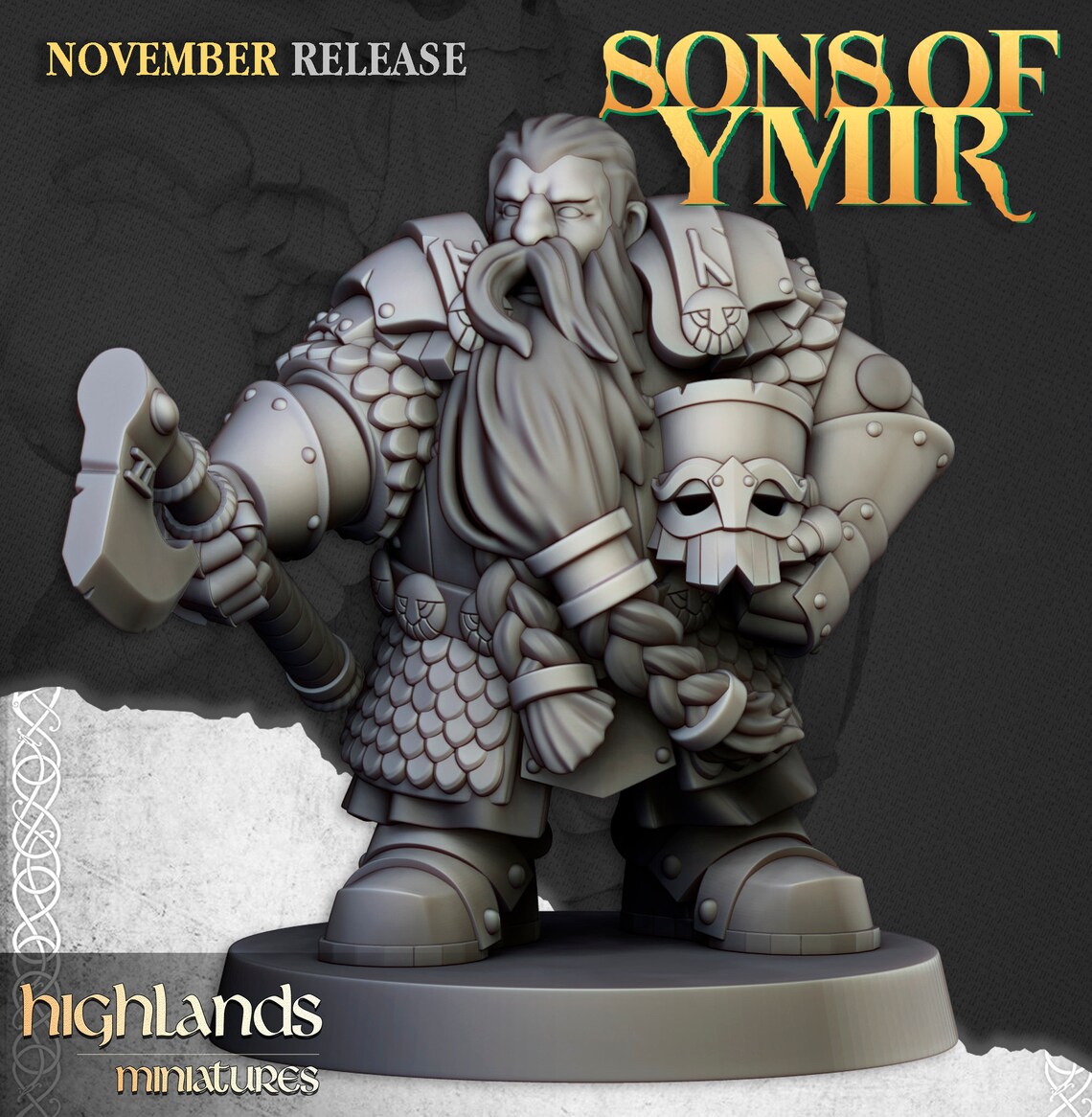 Highlands Miniatures - Dwarf Huscarls | 28/32mm | Sons of Ymir | 3D ...