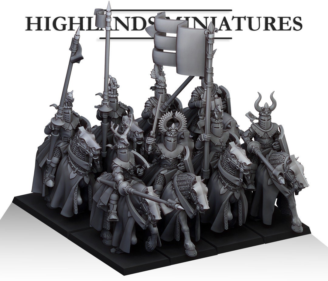 Highland Miniatures - Knights of Galia on Horse | 28mm/32mm | 8K ...