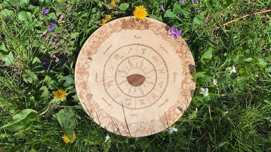 Woodburned Pagan Wheel of the Year - Etsy