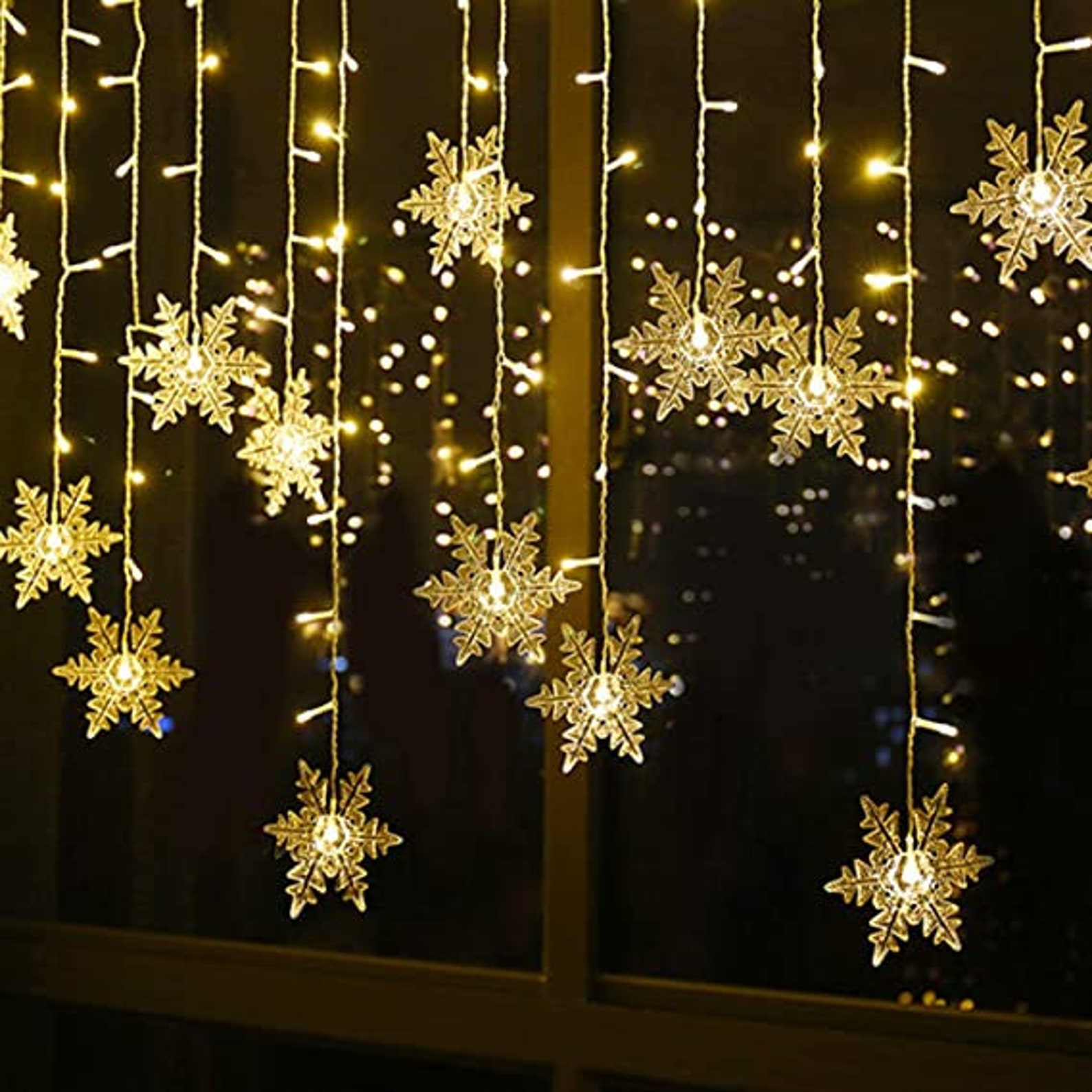 Snowflake Fairy String LED Lights Curtain Window Xmas Christmas Party ...