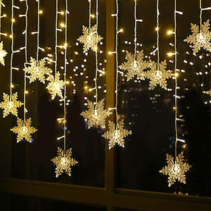 Snowflake Fairy String LED Lights Curtain Window Xmas Christmas Party ...