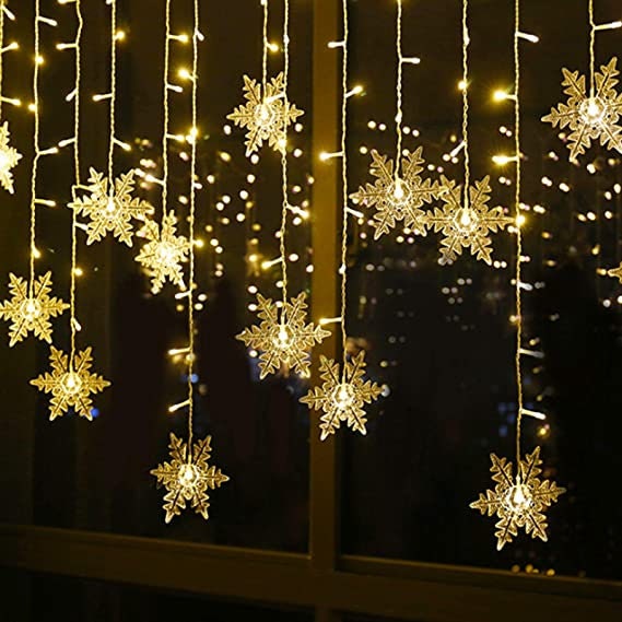 Snowflake Fairy String LED Lights Curtain Window Xmas Christmas Party ...