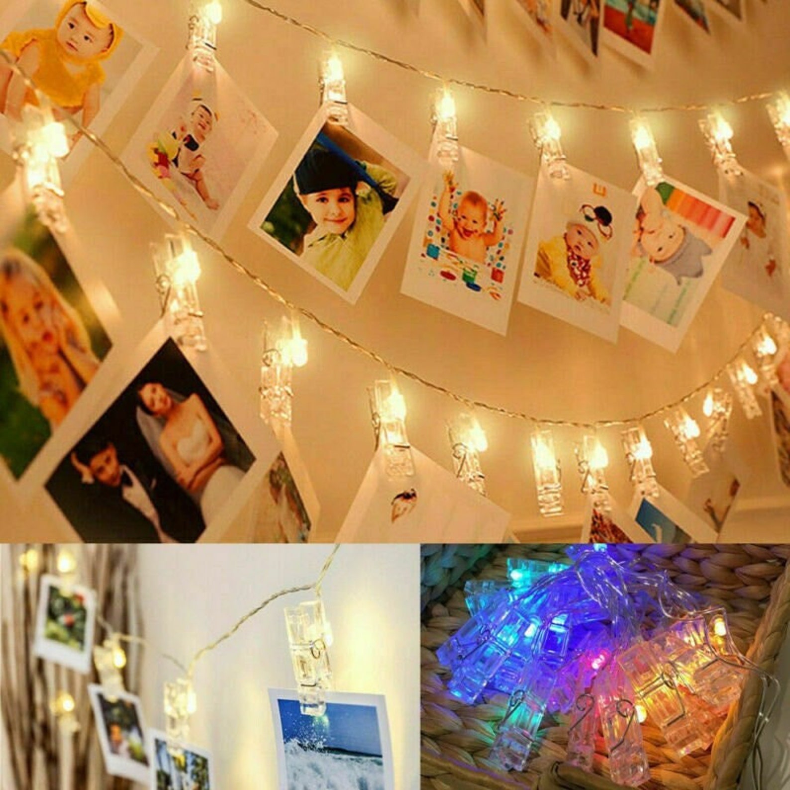 LED Photo Clip Light Battery Powered Peg Fairy String Lights - Etsy UK