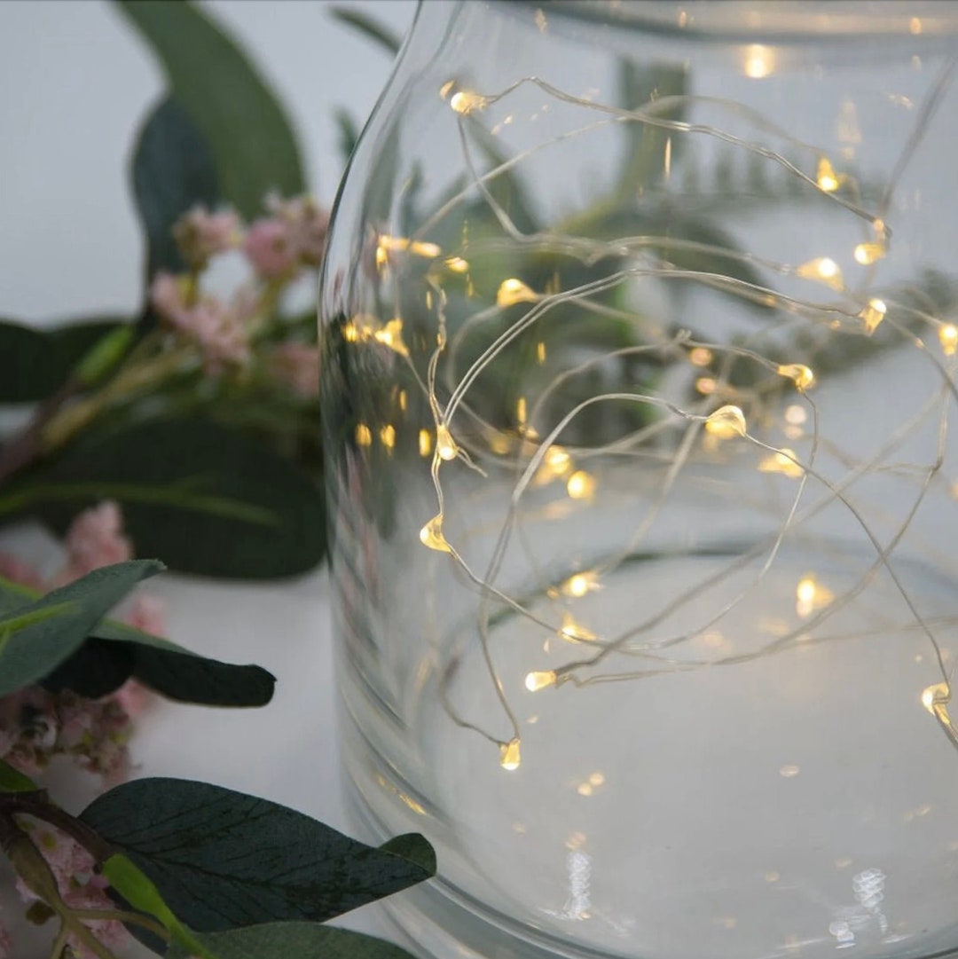 DIY Battery Micro Rice Silver Wire Fairy String LED Lights Wedding ...