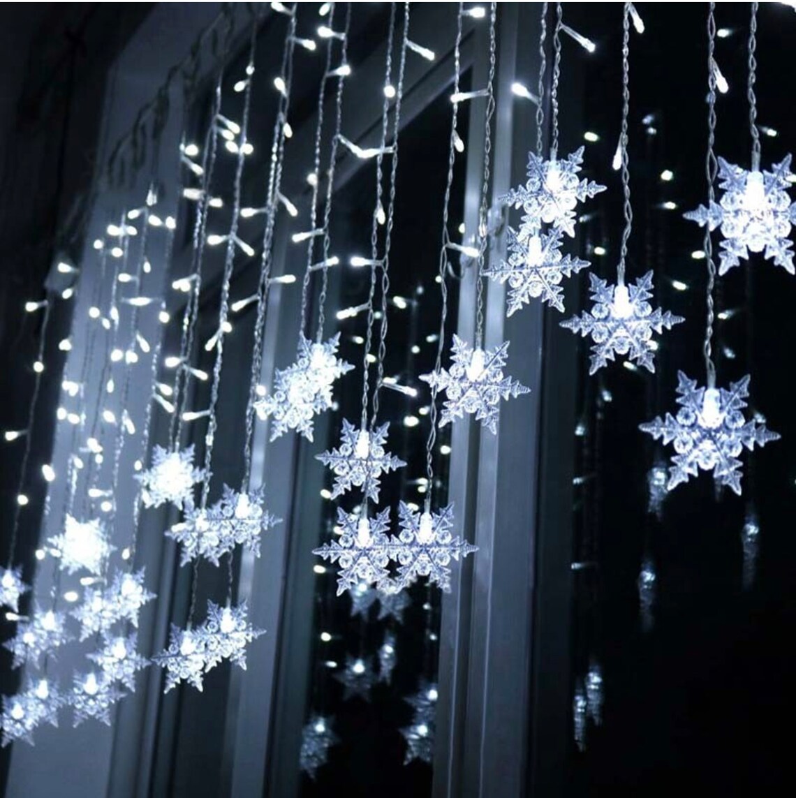 Snowflake Fairy String LED Lights Curtain Window Xmas - Etsy UK