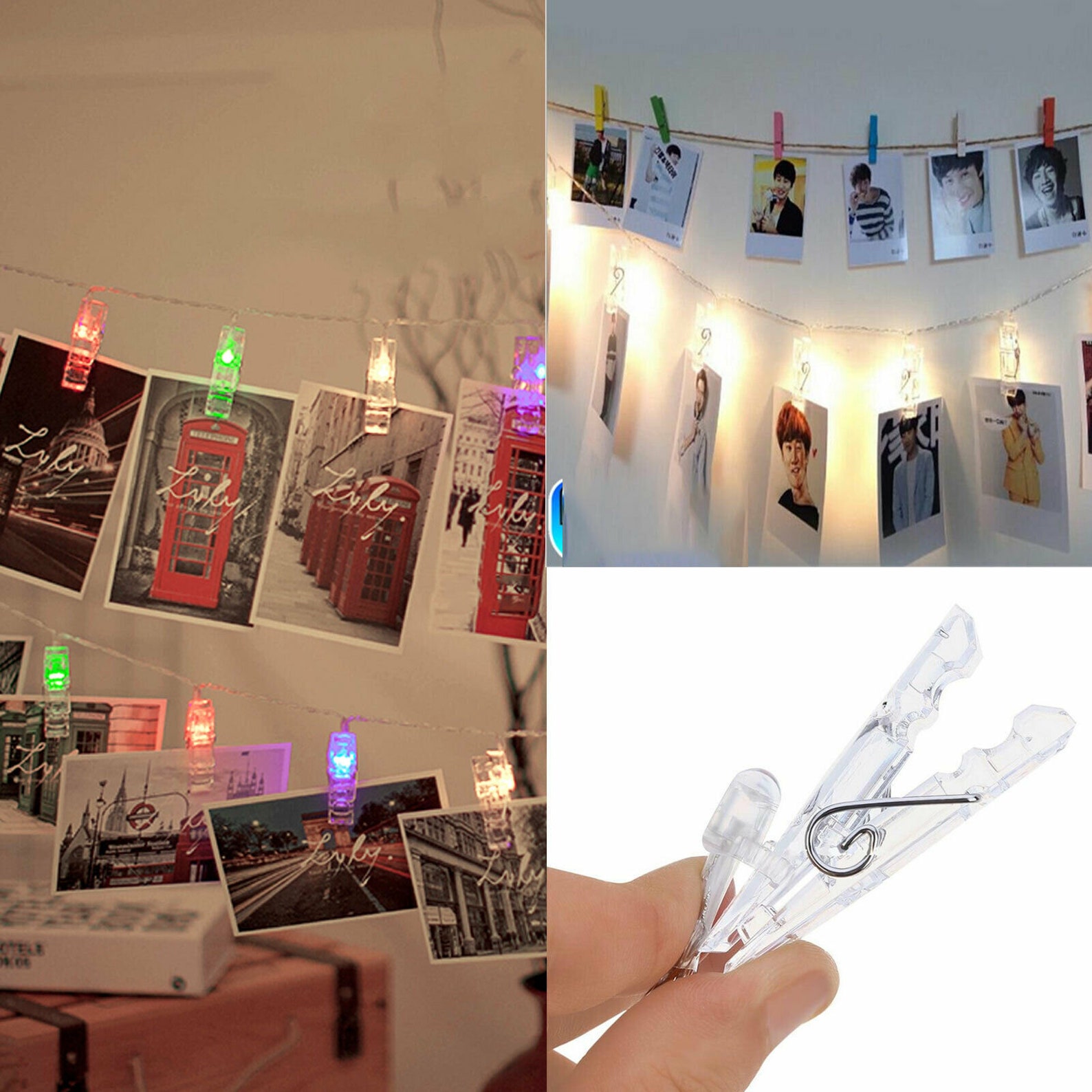 LED Photo Clip Light Battery Powered Peg Fairy String Lights - Etsy UK