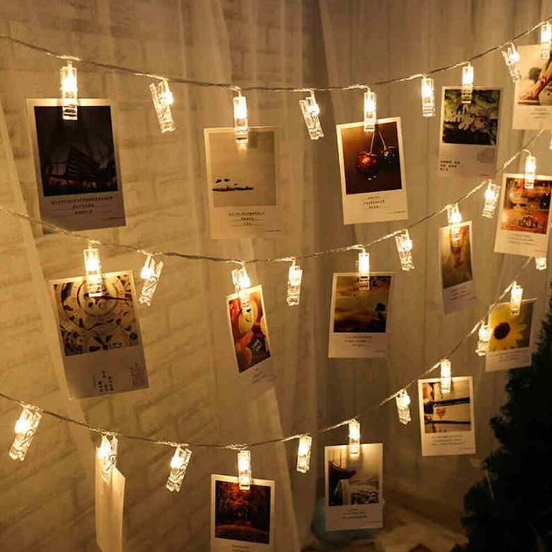 LED Photo Clip Light, Battery Powered, Peg Fairy String Lights Wedding ...