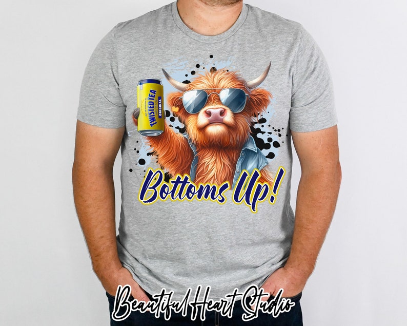Bottoms up Twisted Tea Png Highland Cow Drinking Beer Can Cow Alcohol ...