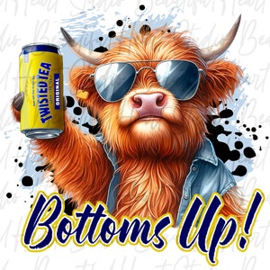 Bottoms up Twisted Tea Png Highland Cow Drinking Beer Can Cow Alcohol ...