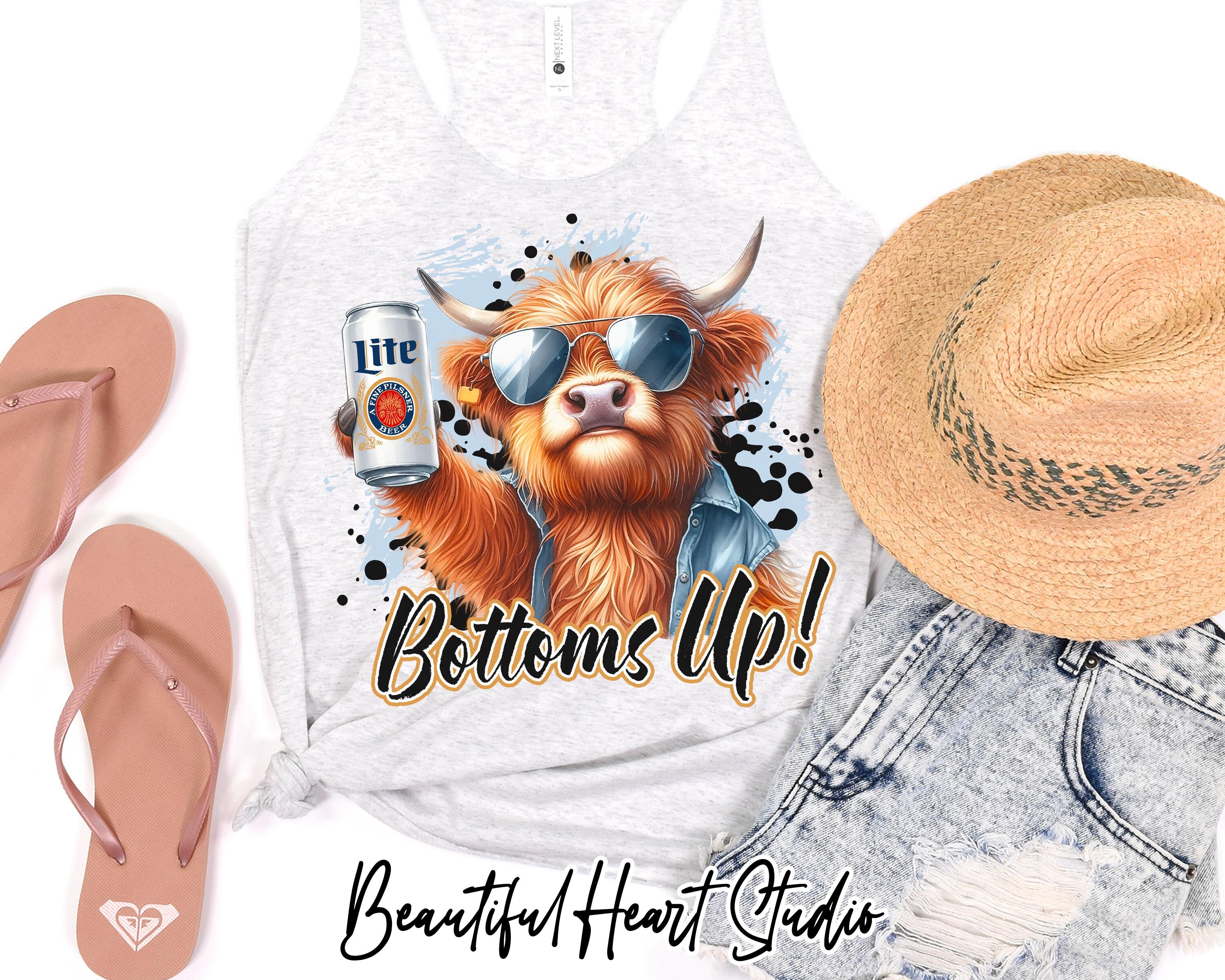 Bottoms up Miller Lite Png Highland Cow Drinking Beer Can Cow Alcohol ...