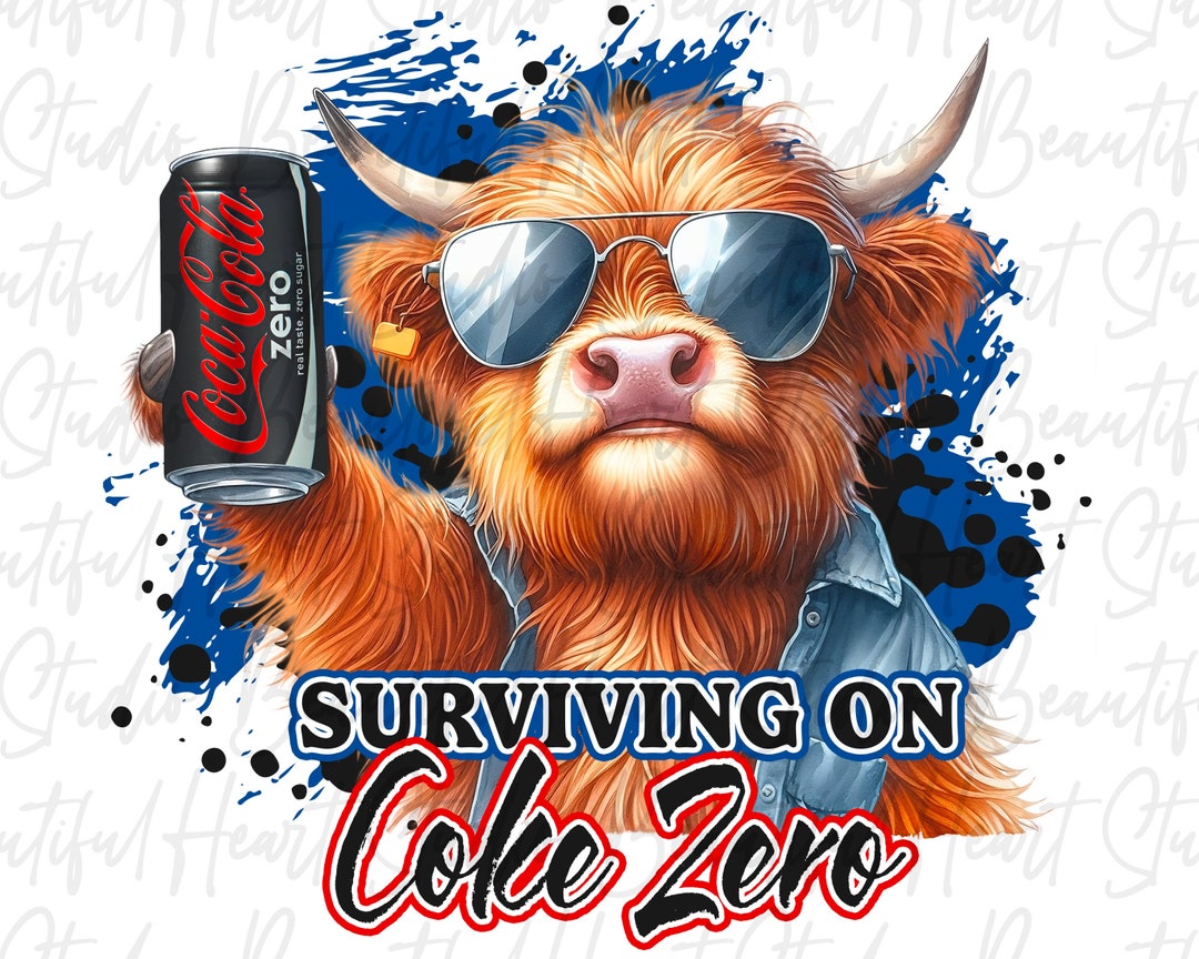 Surviving on Coca Cola Coke Zero Png Highland Cow Drinking Soda Pop Can ...