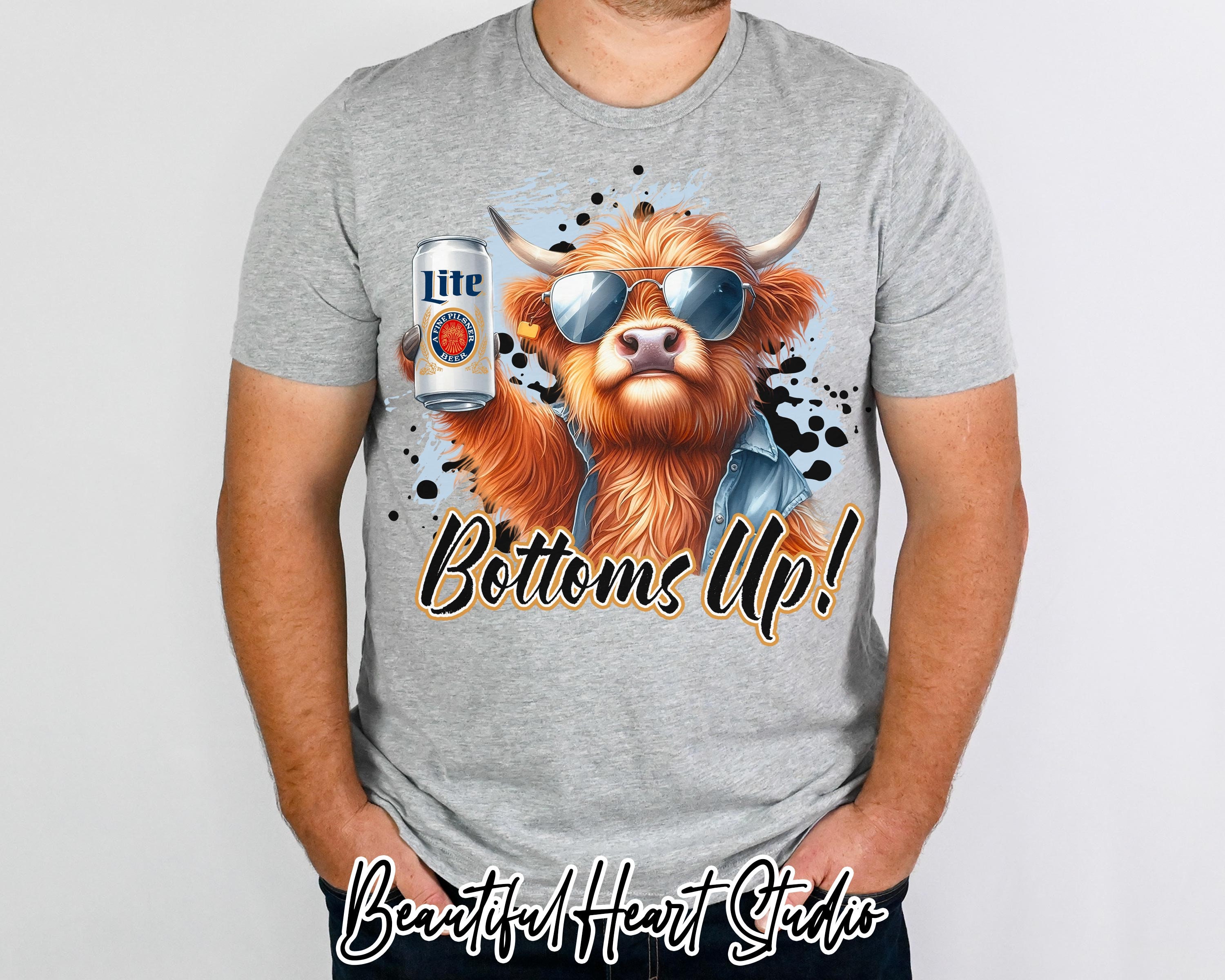 Bottoms up Miller Lite Png Highland Cow Drinking Beer Can Cow Alcohol ...
