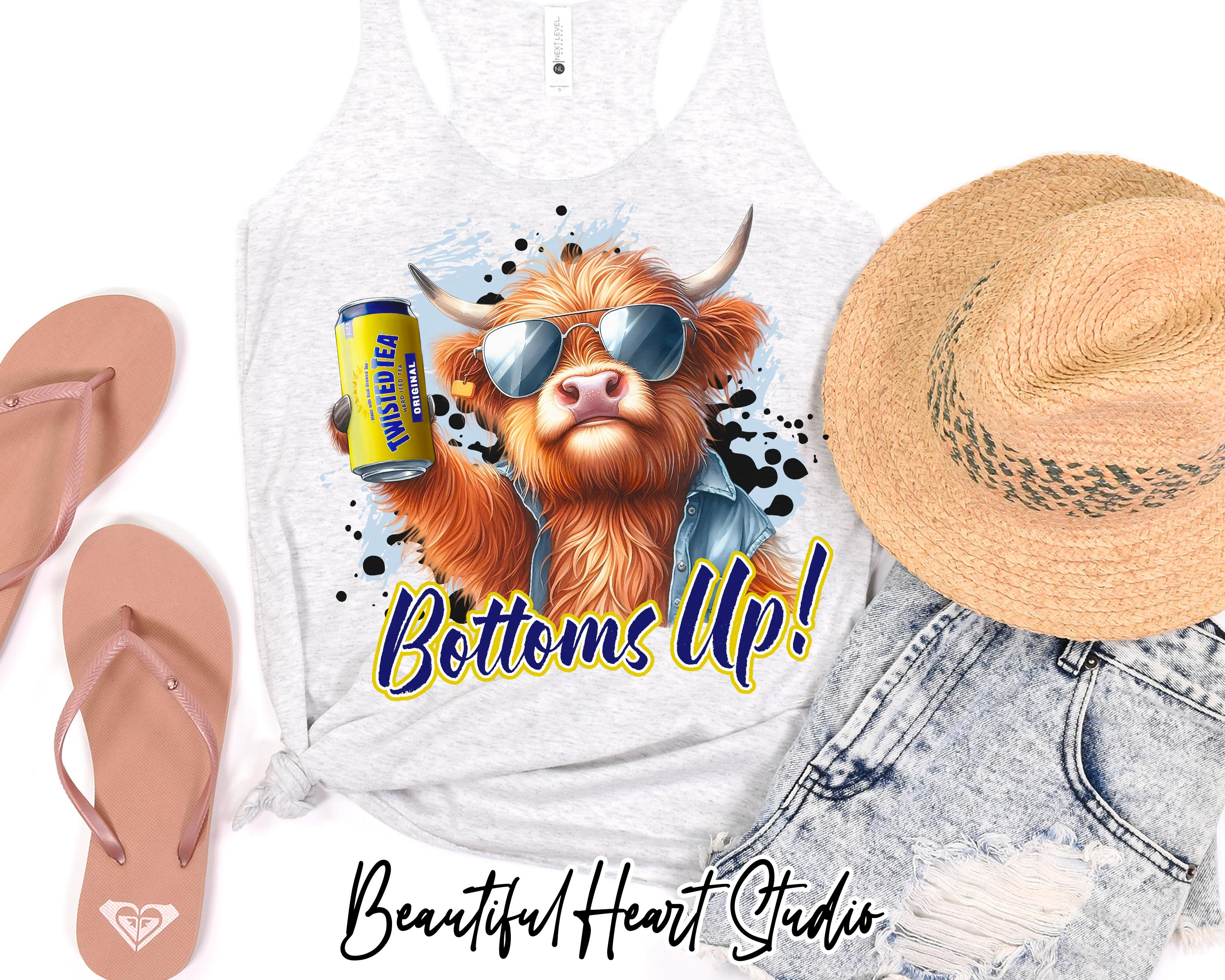 Bottoms up Twisted Tea Png Highland Cow Drinking Beer Can Cow Alcohol ...