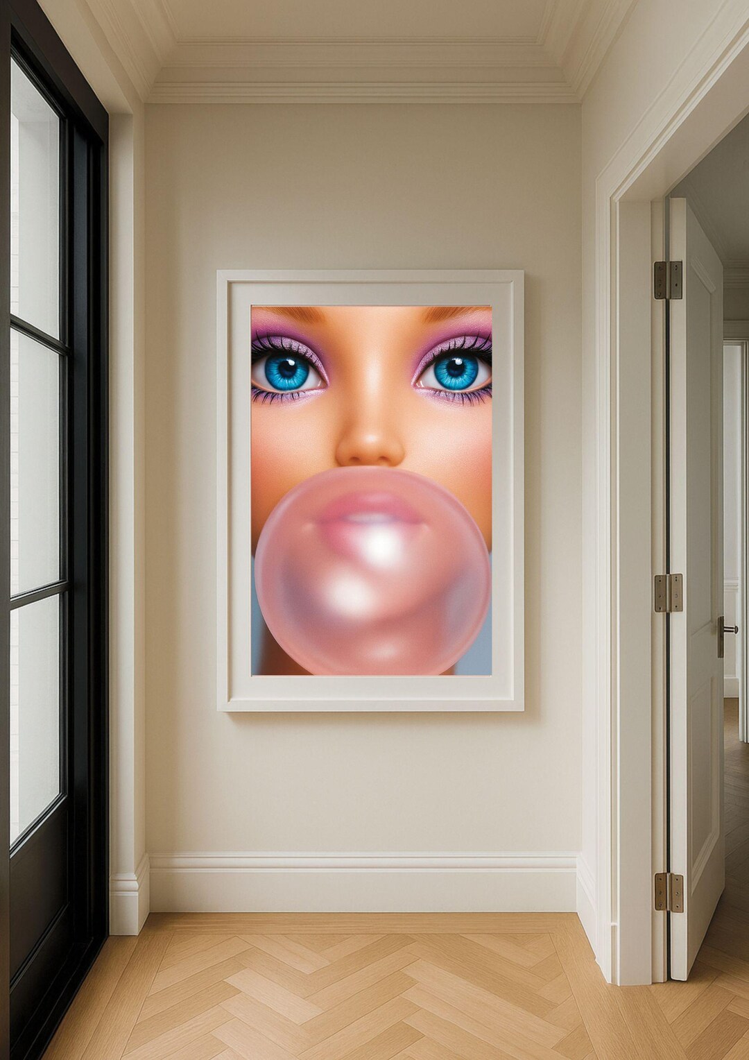 Bubblegum Pop Glam Wall Art – Retro Fashion Doll Close-up Print, Y2K ...